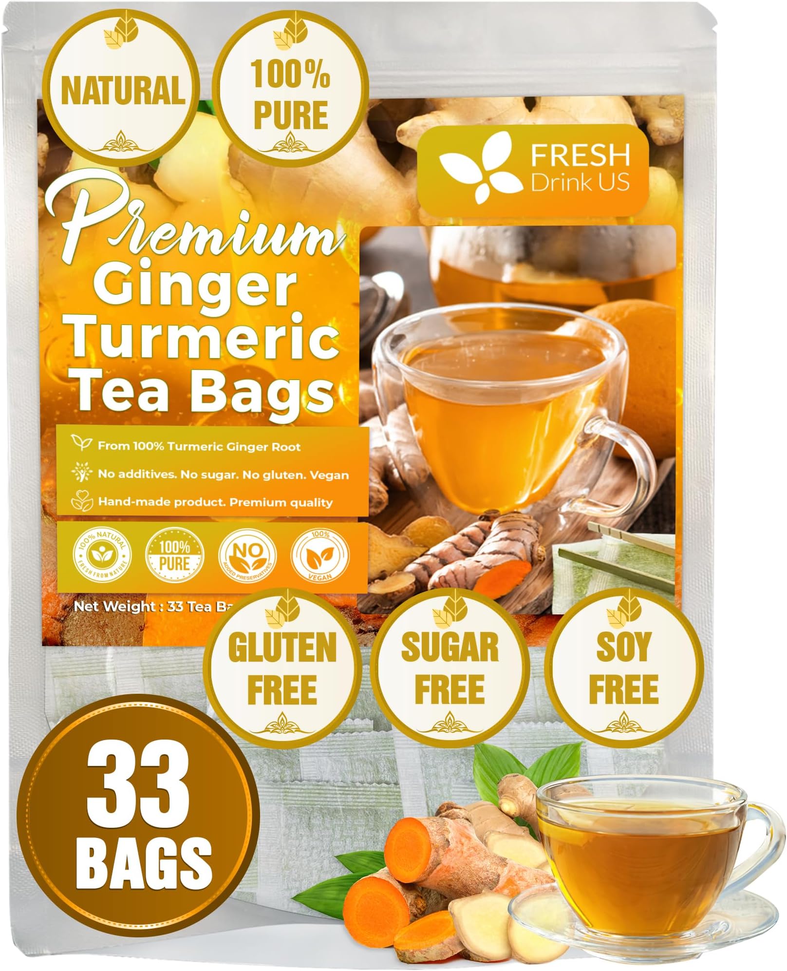 Amazon.com : Instant Ginger Tea with Honey 11.4 Ounce, 18 Sachets in 1 ...