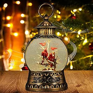 Amazon.com: Cardinal Retro Style Snow Globe Light - USB & Battery ...