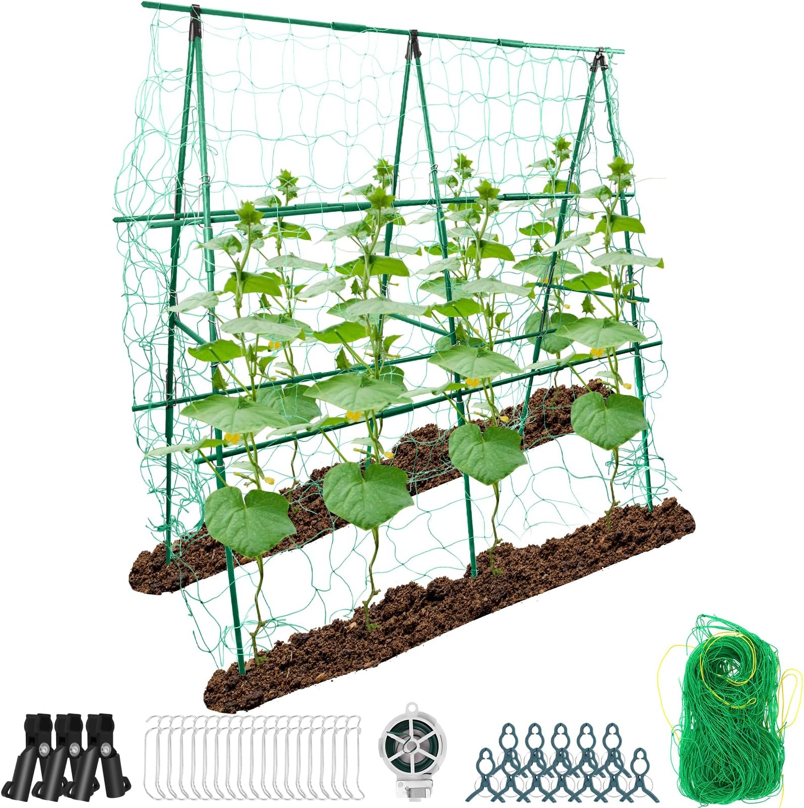Amazon.com : Groumh Reinforced Metal Cucumber Trellis, A Frame Trellis ...