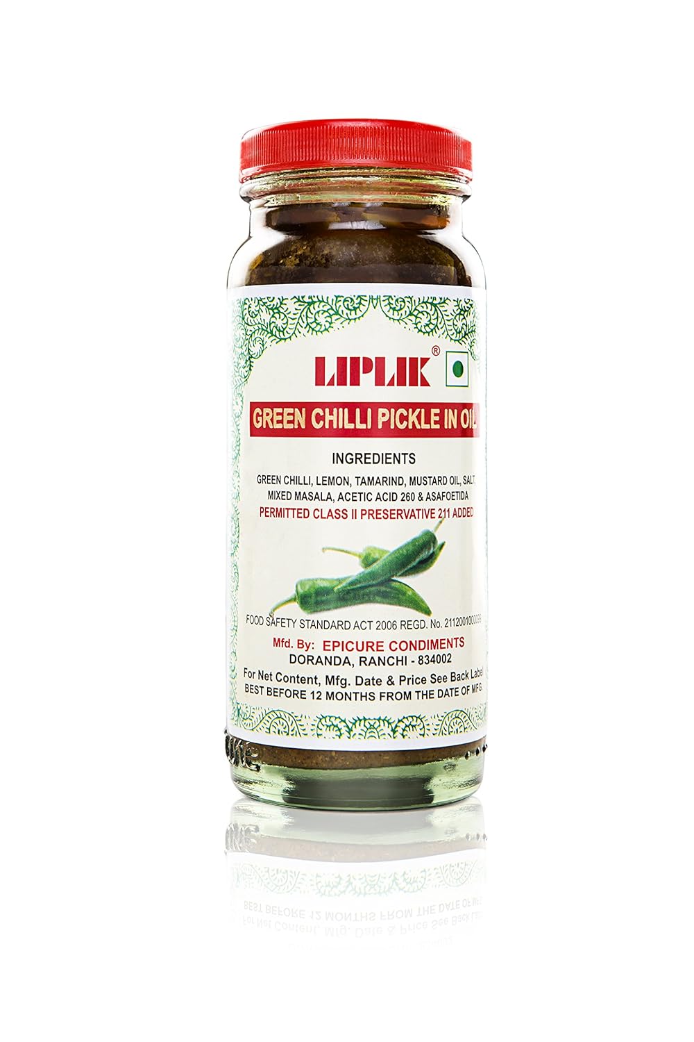 Liplik Green Chilli Pickle(300 Grms) : Amazon.in: Grocery & Gourmet Foods