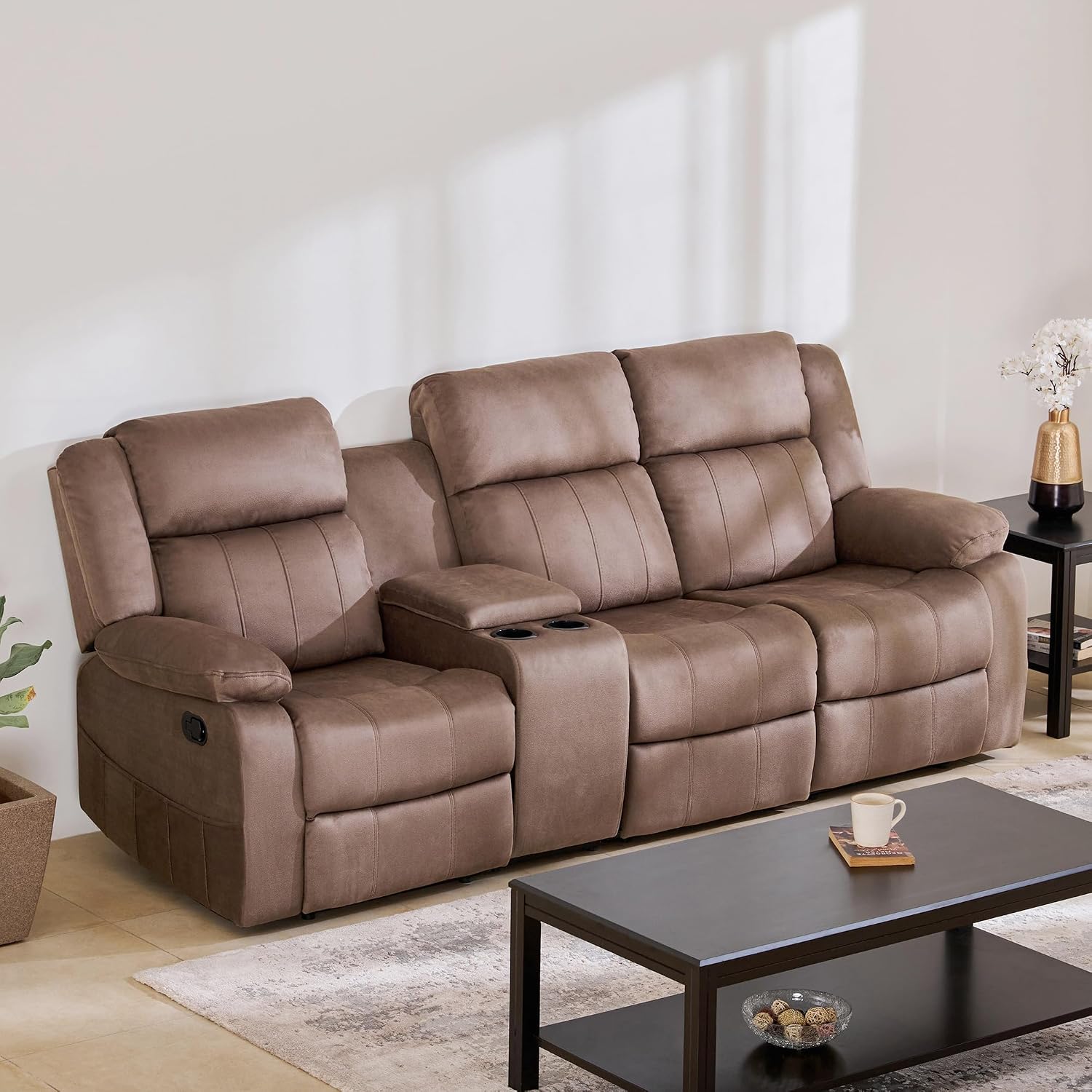 Home Centre Denver Fabric 3-Seater Recliner Set - Brown : Amazon.in ...