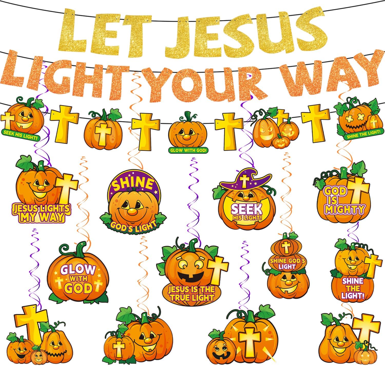 Amazon.com: Let Jesus Light Your Way Banner and Christian Halloween ...