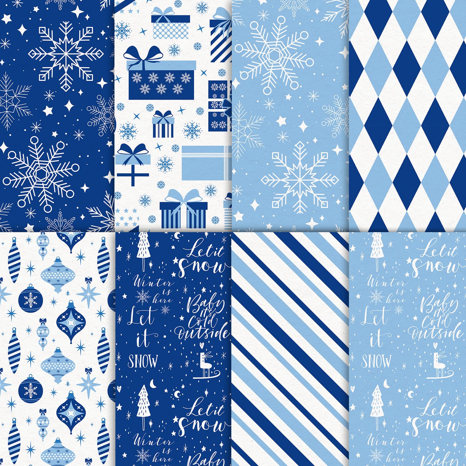 Amazon.com: Whaline 160 Sheets Winter Tissue Paper Blue White Snowflake ...