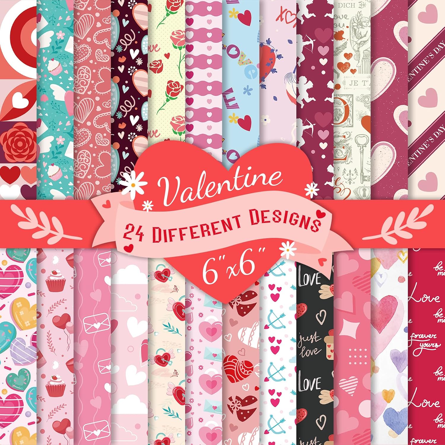 Amazon.com: 24 Sheets Valentine Scrapbook Paper,Funny Origami Pattern ...