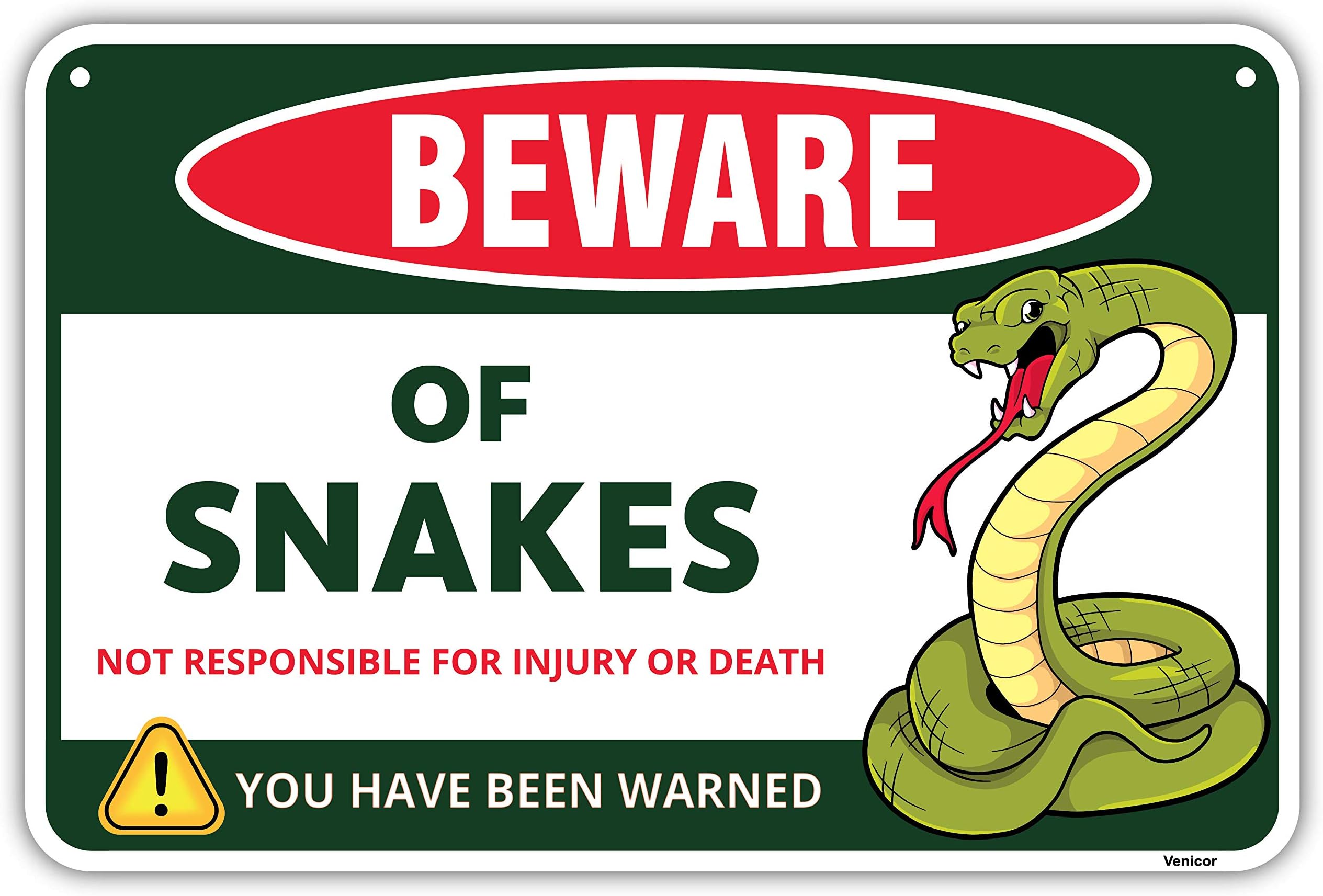 "Caution - Watch Out For Snakes" Sign By SmartSign | 12" x 18" Aluminum ...