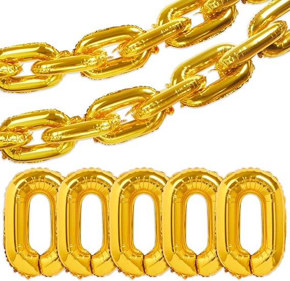Amazon.com: Ckepvo 25Pcs Chain Balloons 16 inch Gold Chain Balloons Hip ...