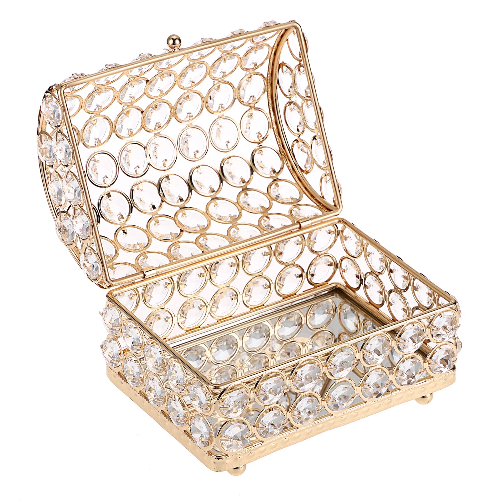 Amazon.com: Hipiwe Crystal Jewelry Box Large Gold Treasure Chest Box ...
