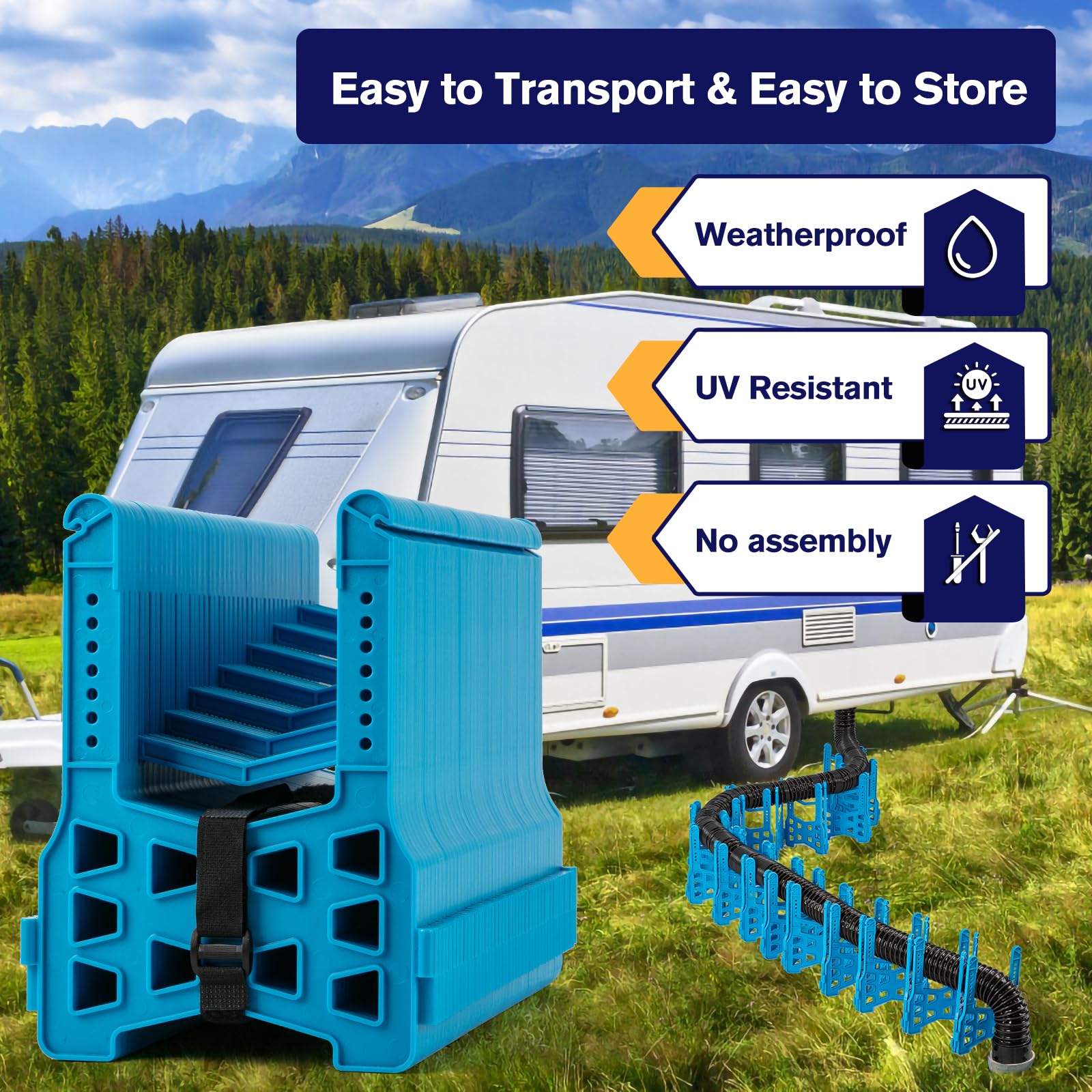 Snapklik.com : PAULINN RV Sewer Hose Support 15FT, Height Adjustable ...