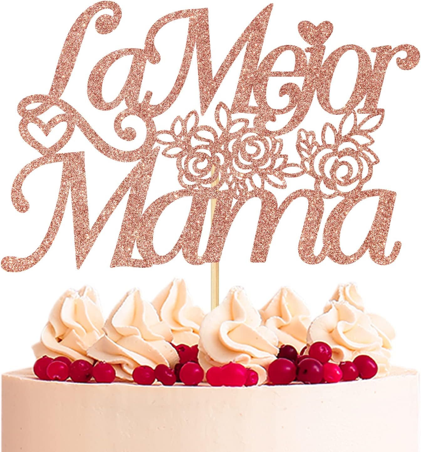 Amazon.com: La Mejor Mama Cake Topper, Love You Mom, Flower Happy ...