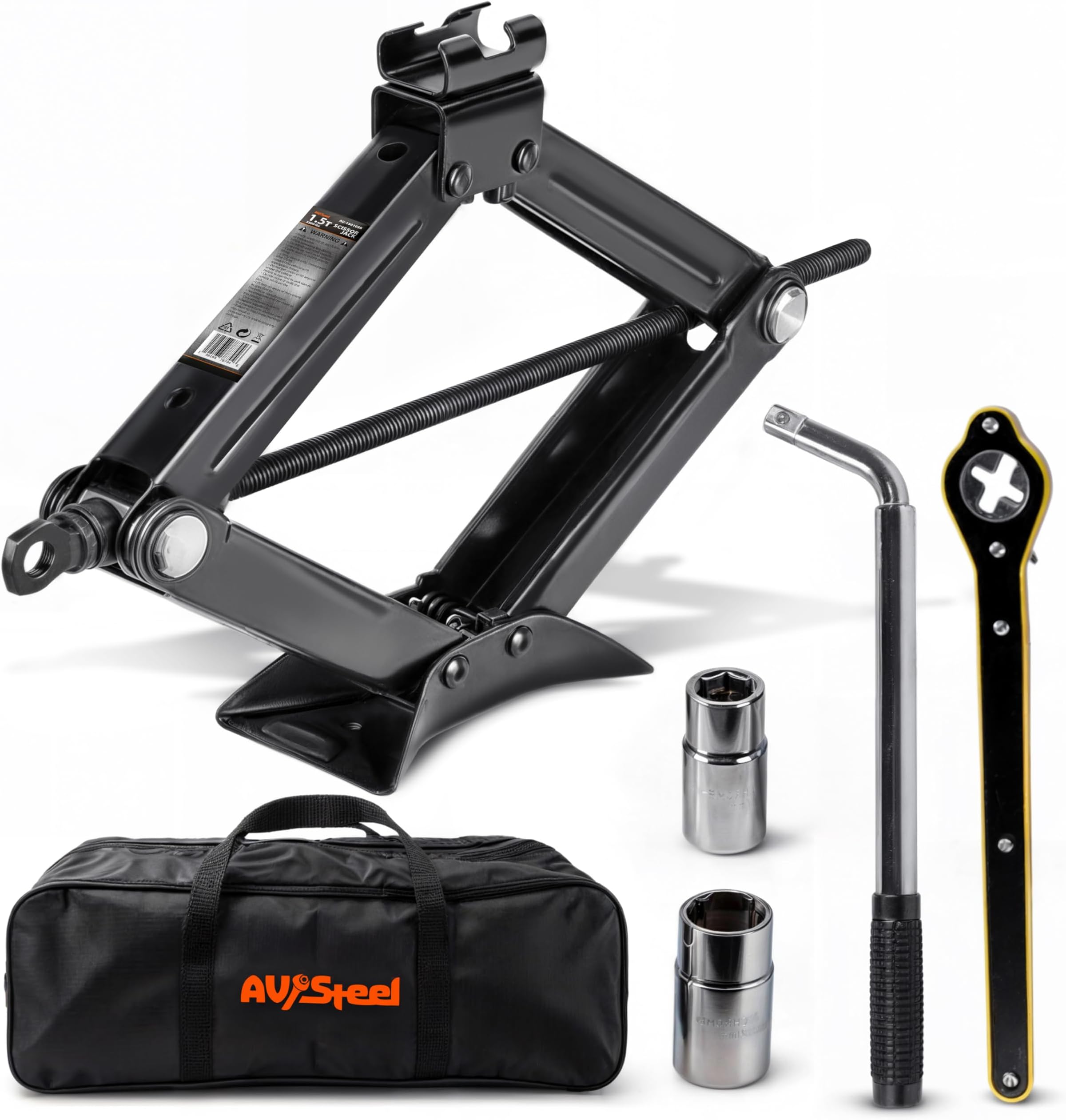Amazon.com: AV Steel Scissor Jack for Car 1.5 Ton (3306 lbs) Heavy-Duty ...