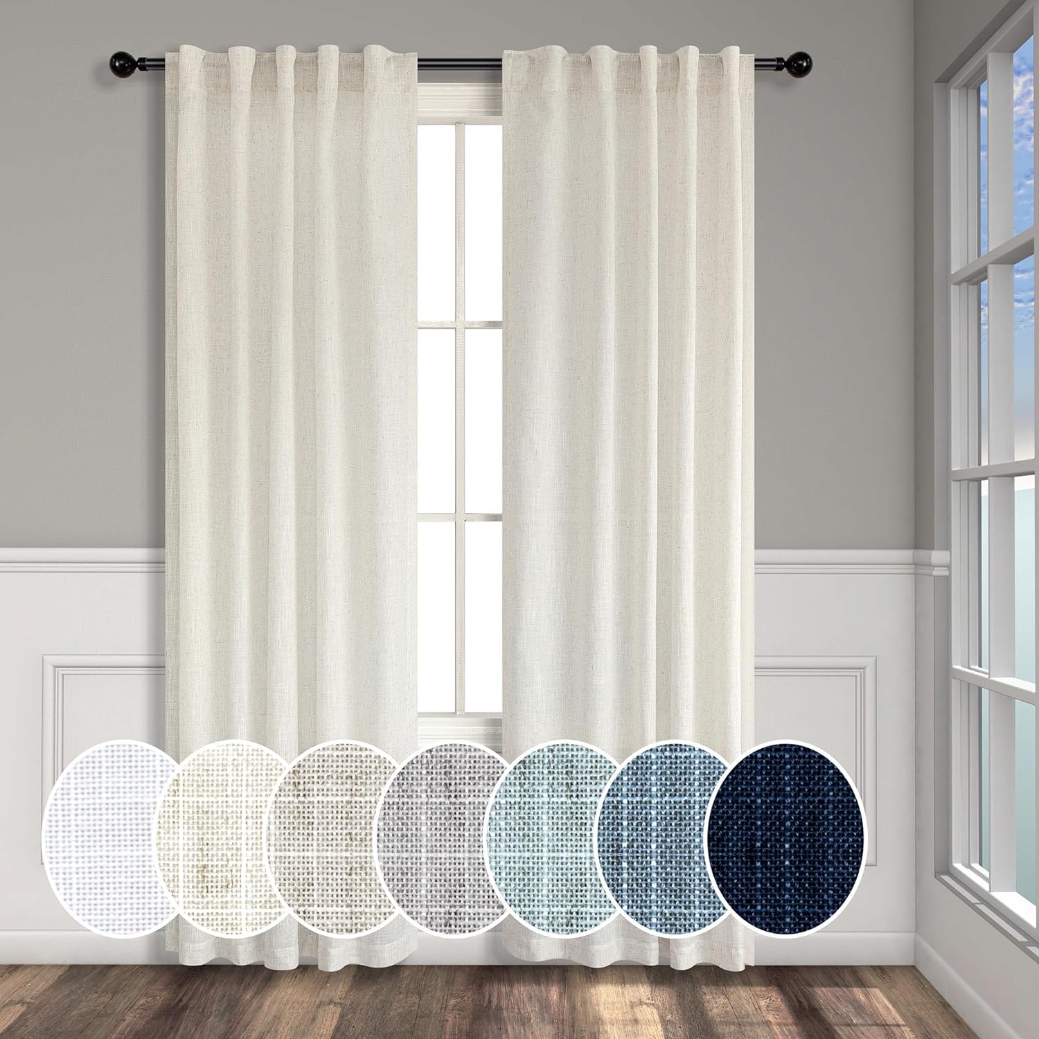 Amazon.com: Pitalk Natural Linen Semi Sheer Curtains 36 Inch Wide for ...