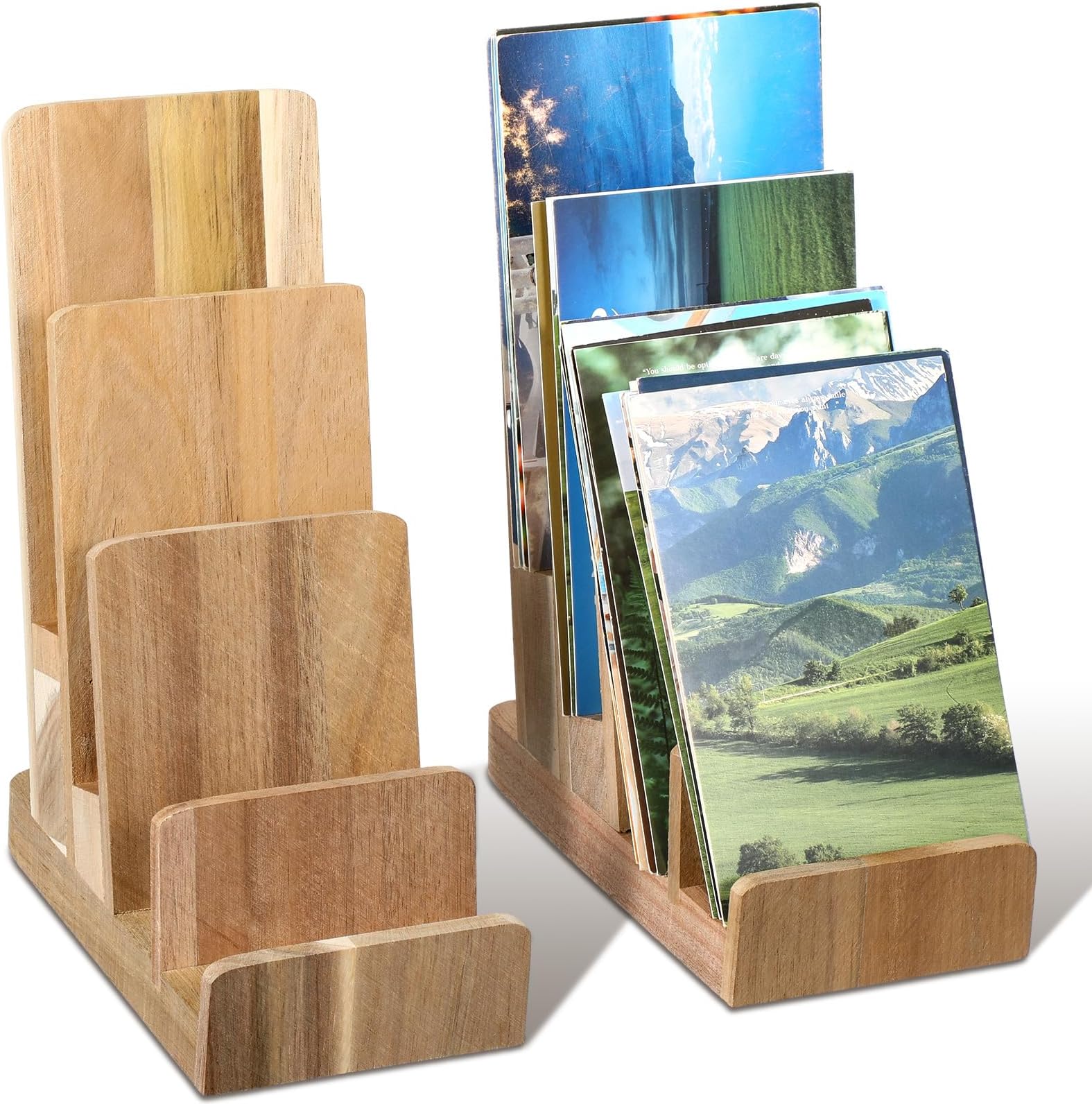 Amazon.com : Yousoontic 2 Pcs Brochure Holder 4 Tier Acacia Wood ...