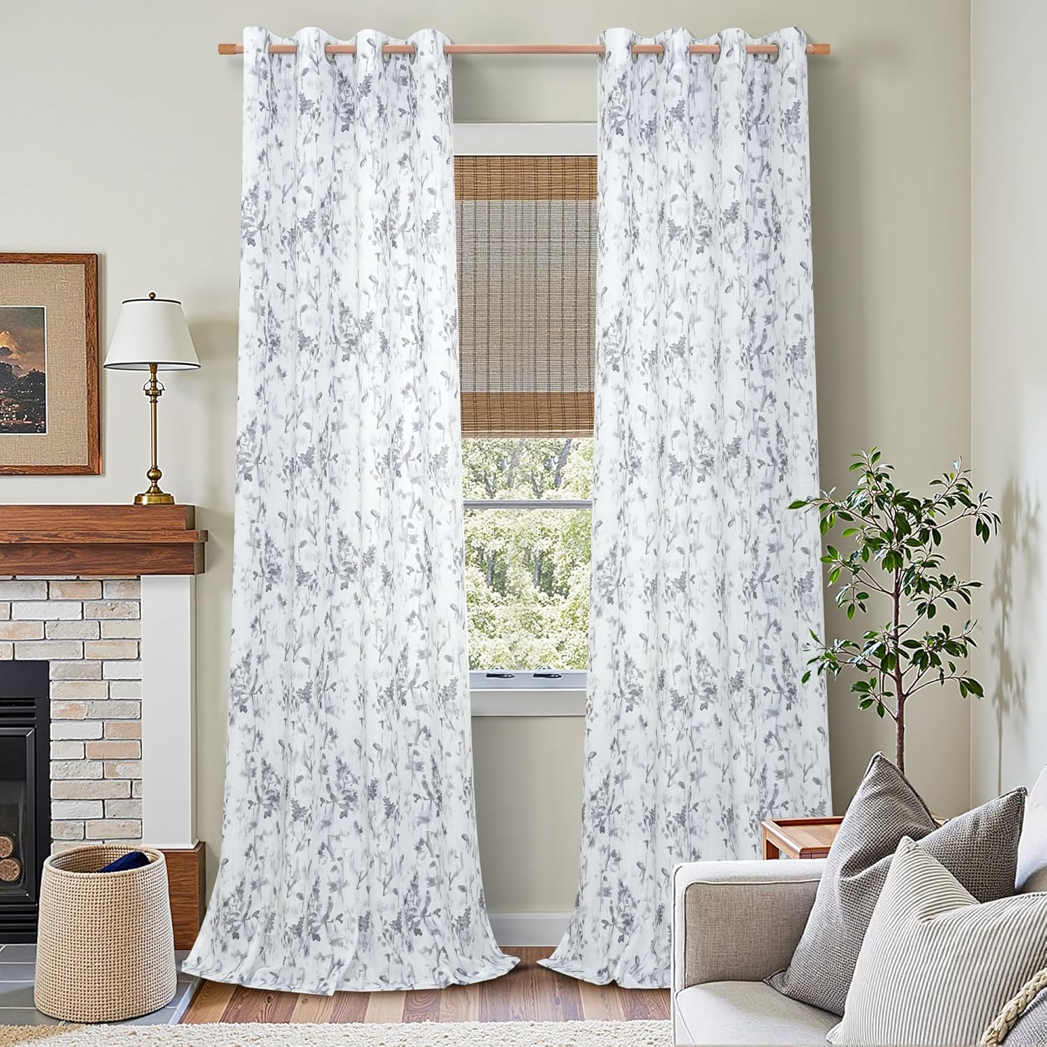 Amazon.com: Pitalk White Tree Branch Curtains and White Farmhouse ...