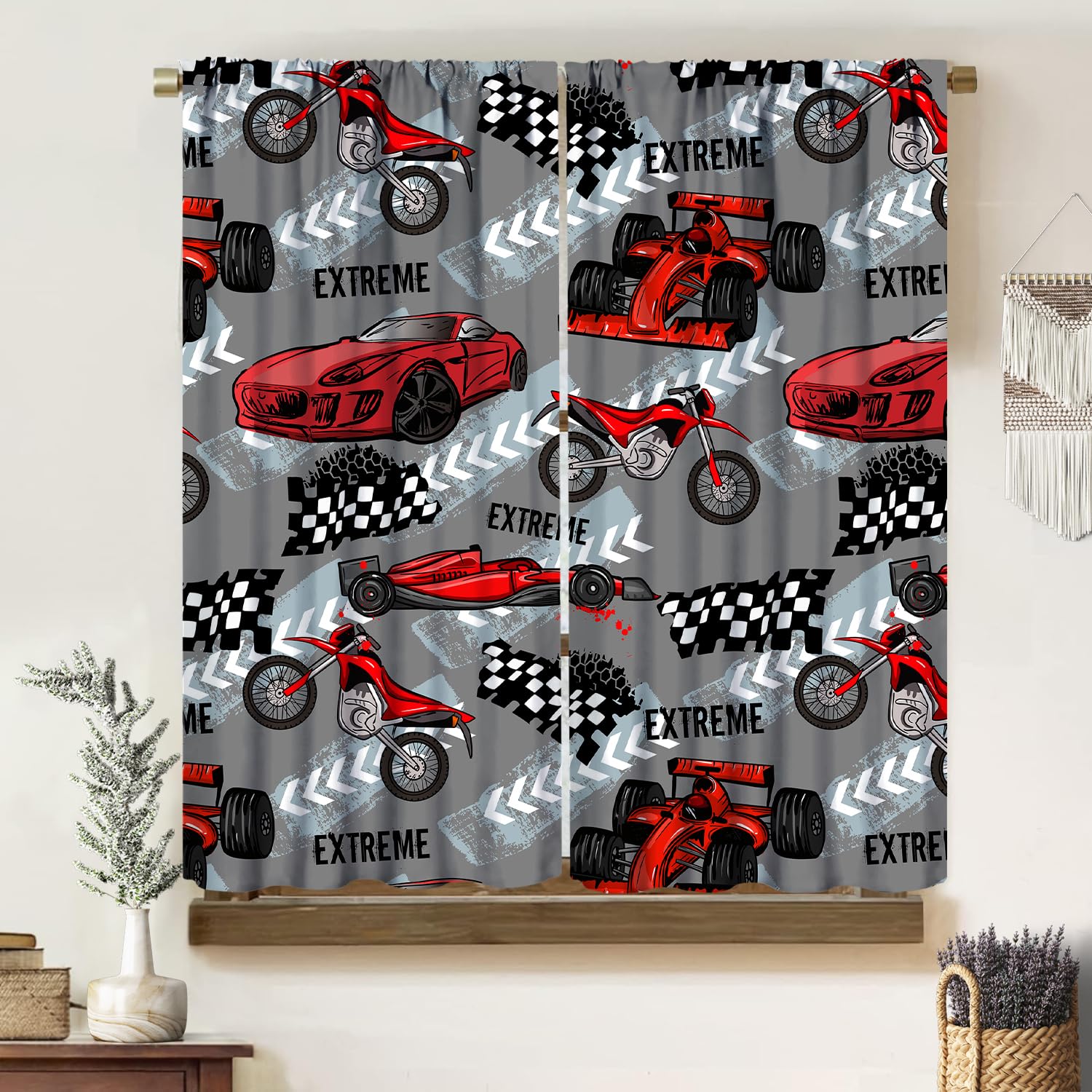 Amazon.com: Cartoon Speed Racer Curtains, Seamless Pattern Sports Car ...