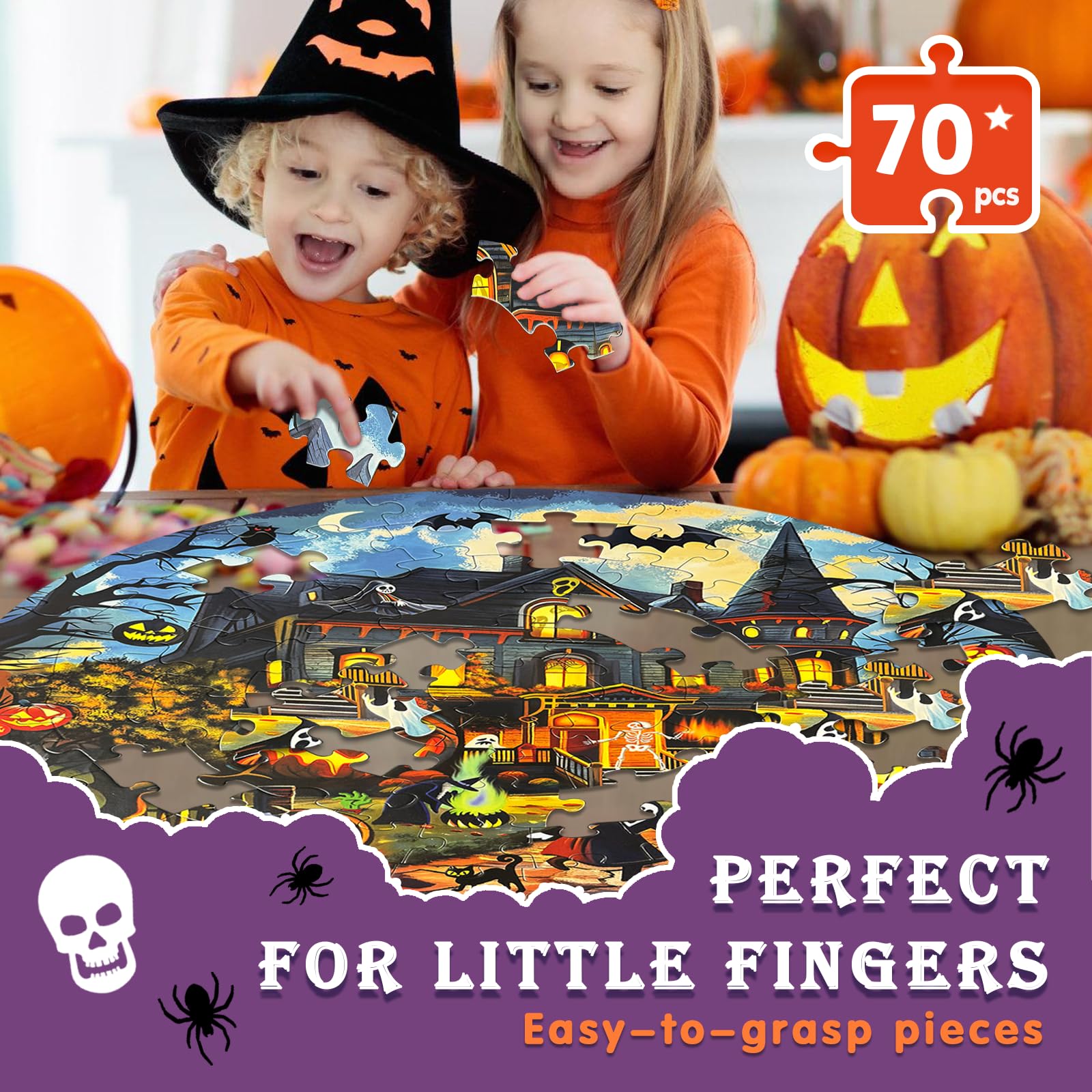 Snapklik.com : 70 Piece Halloween Puzzles For Kids Ages 4-6, 6-8 ...