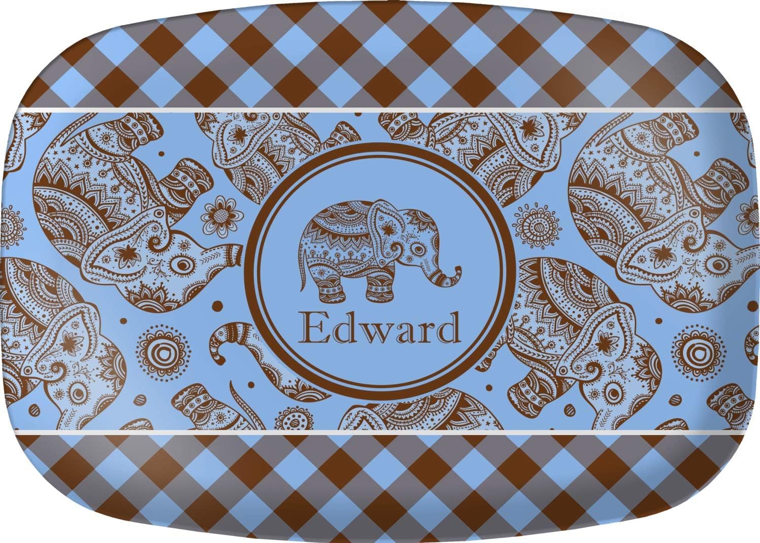 Amazon.com | Personalized Gingham & Elephants Melamine Platter: Platters