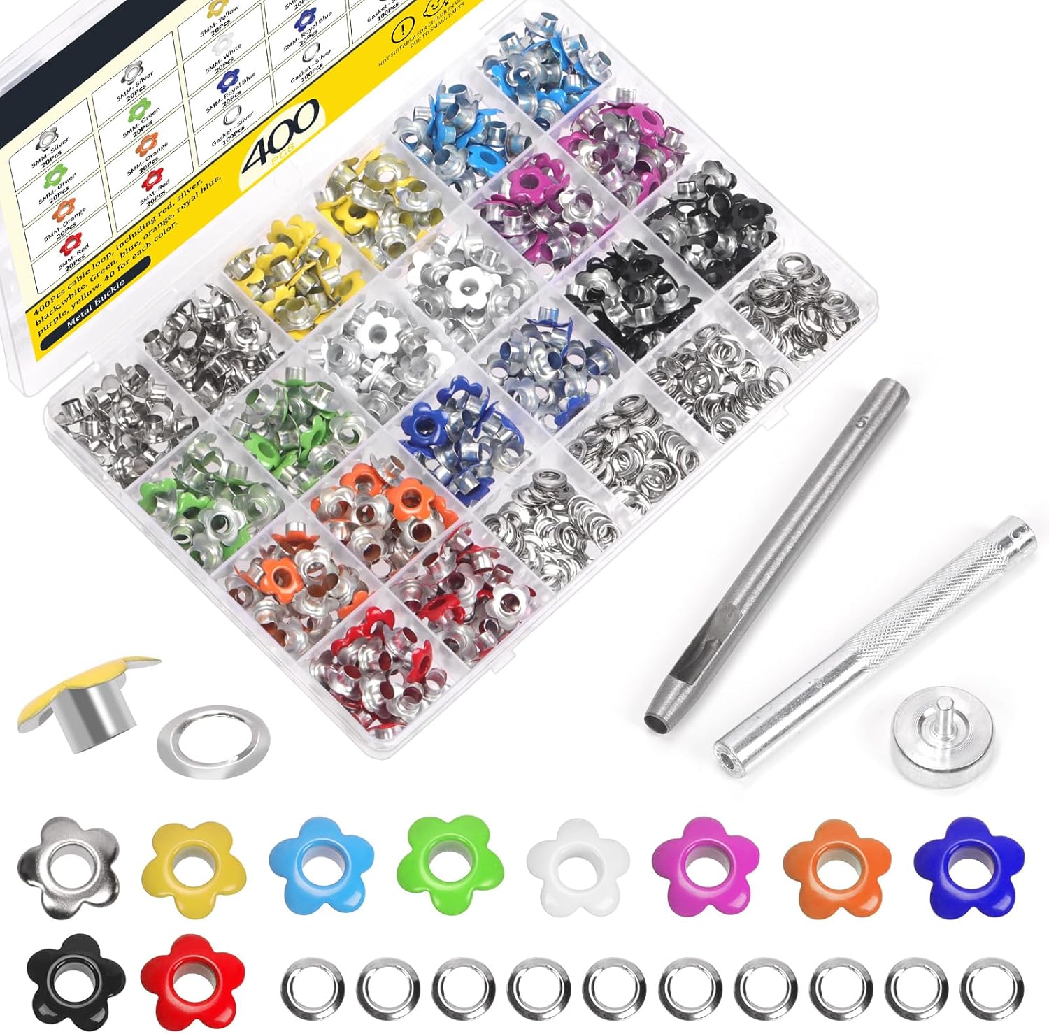 Amazon.com: Mardatt 402Pcs 3/16 Inch Flower Eyelet Grommets with ...