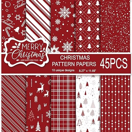 Whaline 24 Pack Christmas Pattern Paper 30x30cm Woodland Merry ...