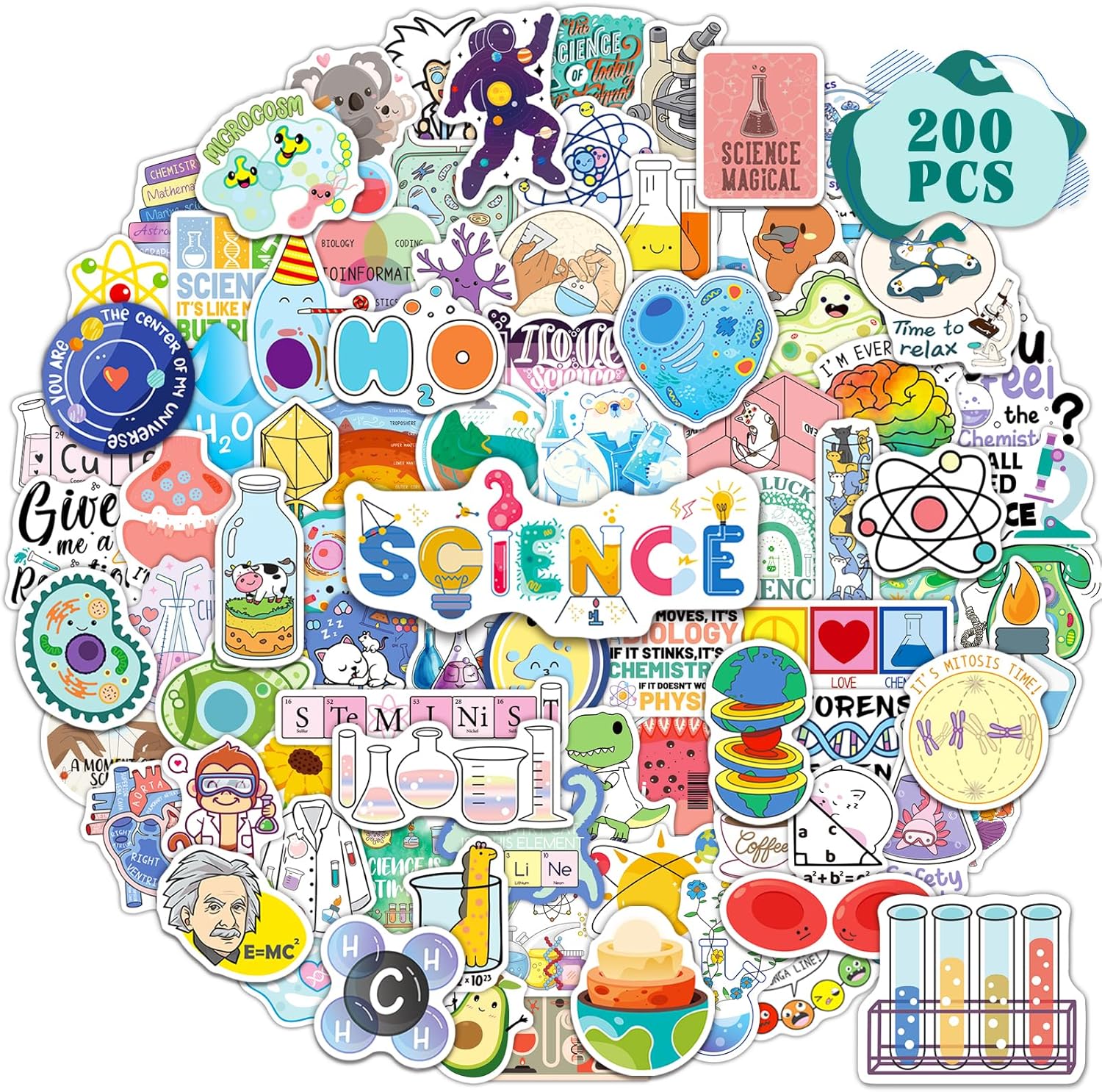 Amazon.com: 200 PCS Science Stickers Pack Educational Chemistry Biology ...