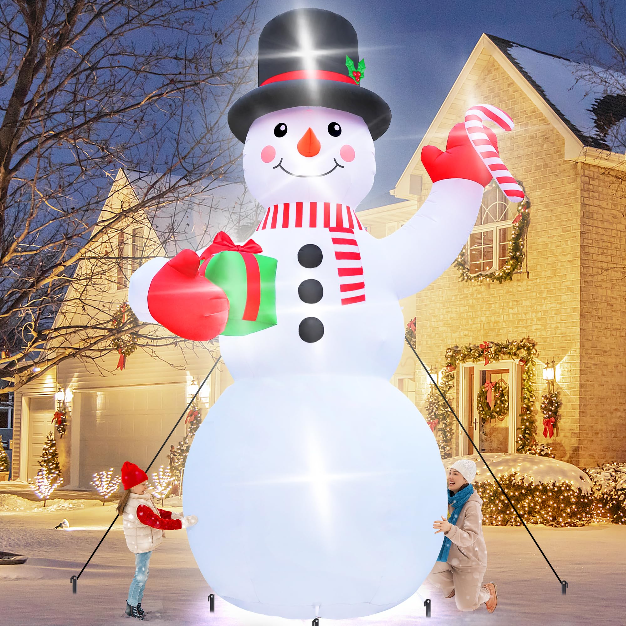 Amazon.com: Christmas Inflatables, 14FT Snowman with Present Box and ...