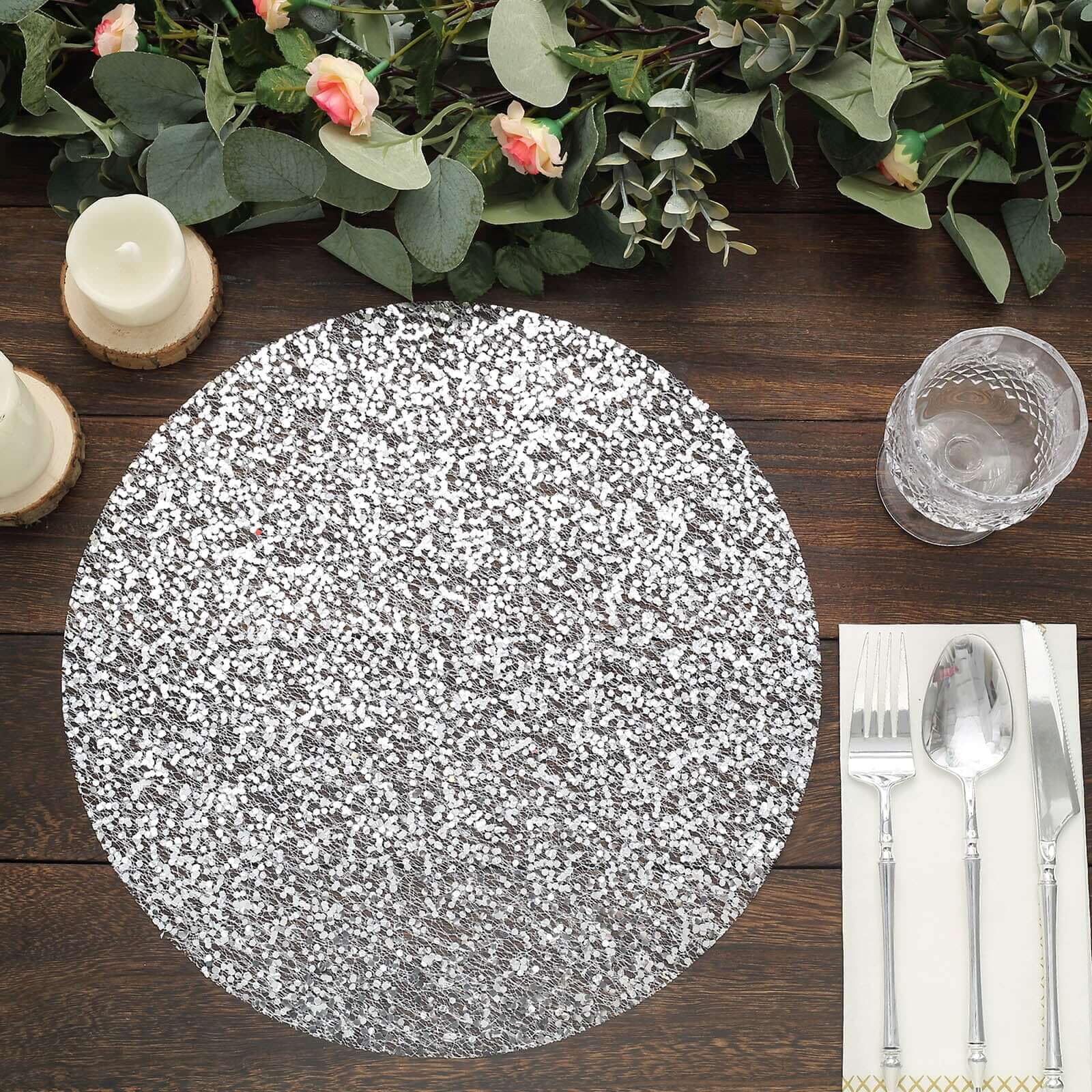 Amazon.com: Efavormart 10 Pack | 13" Metallic Silver Luminous Sequin ...