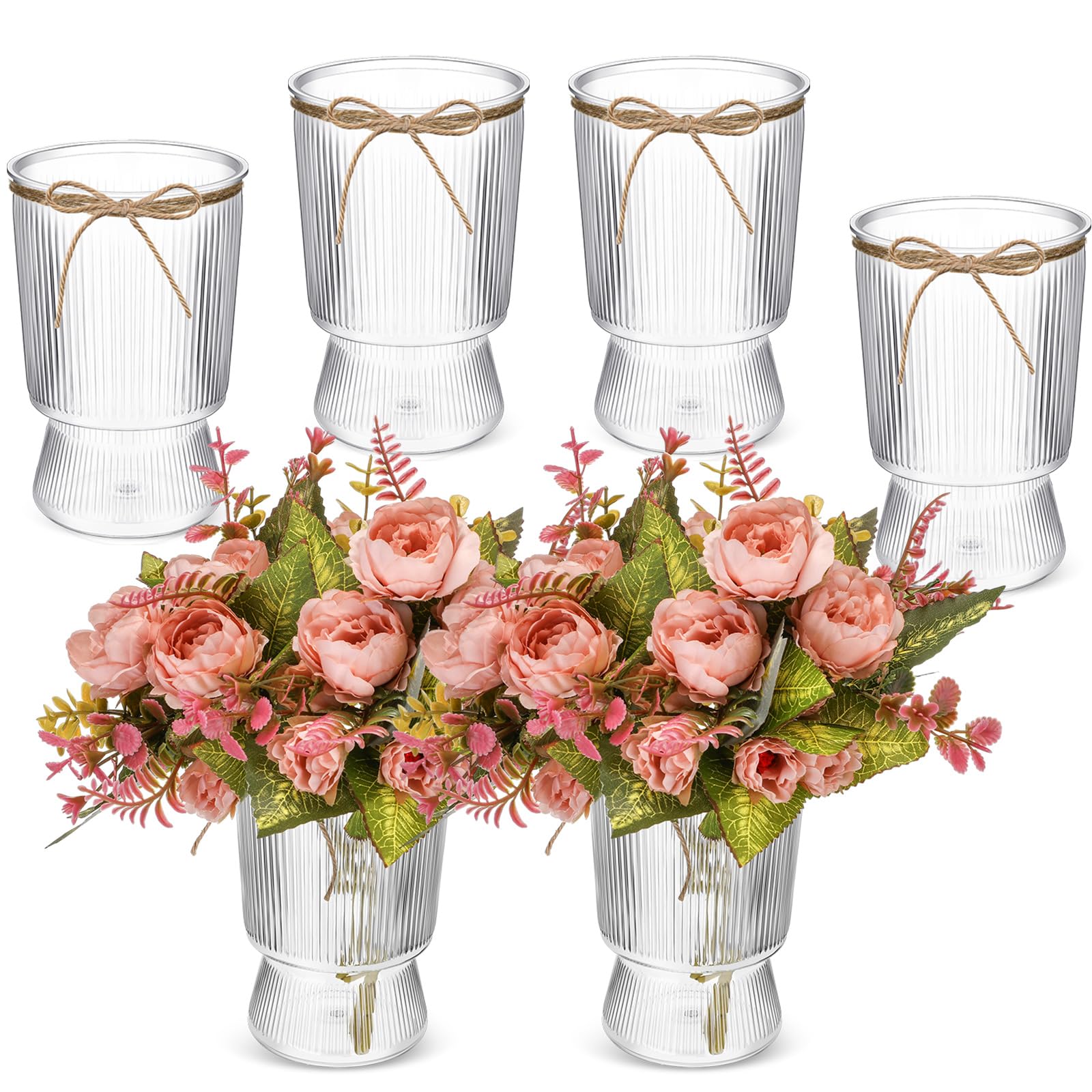 Amazon.com: Bokon 6 Pack 6 Inch Small Plastic Clear Vases for Table ...