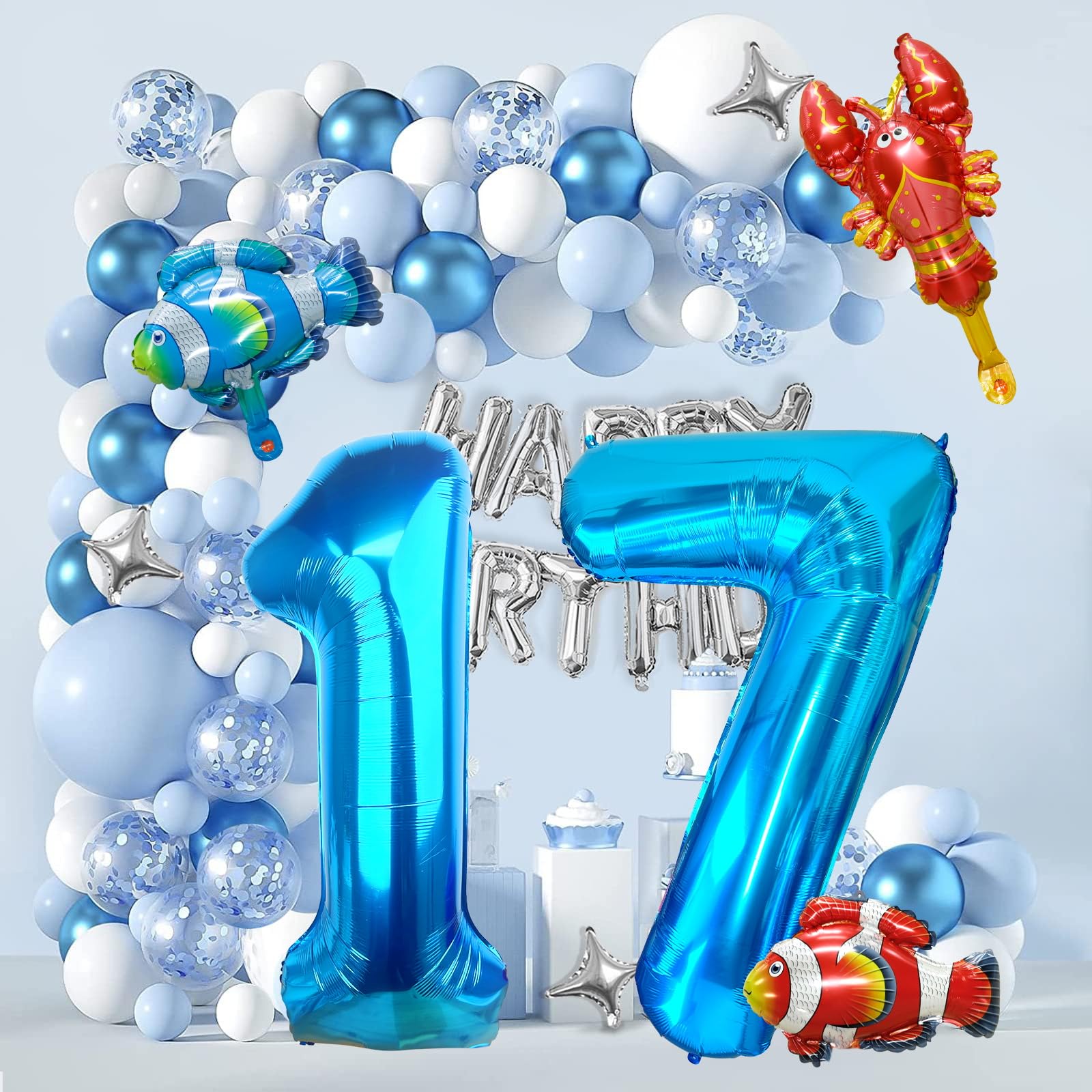 Snapklik.com : 40 Inch Under The Sea Blue Number 7 Balloon, Mini Sea ...