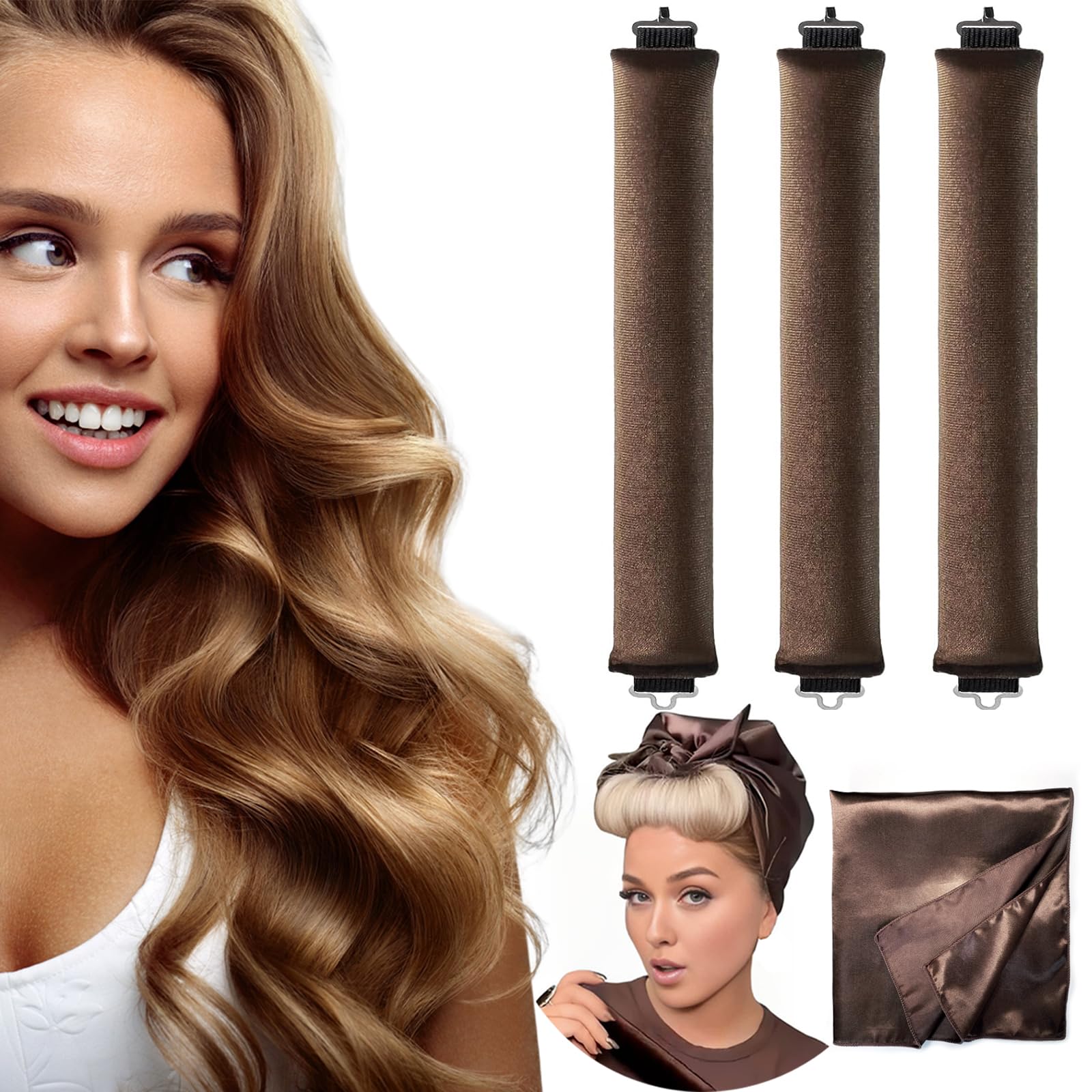 Heatless Hair Curler，Heatless Curls Overnight Blowout Headband Rods，No ...