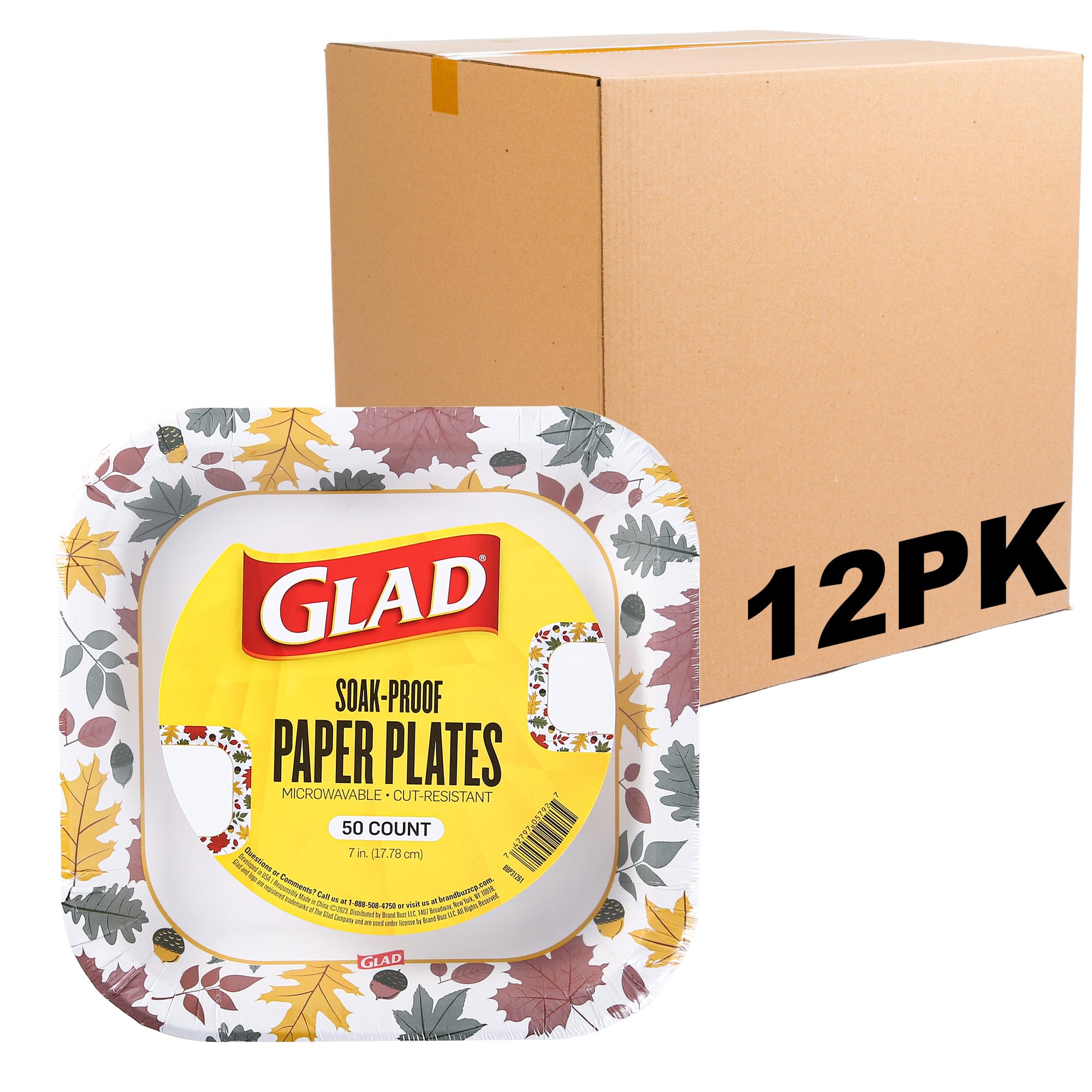 Amazon.com: Glad Everyday Square Disposable Paper Plates with Falling ...