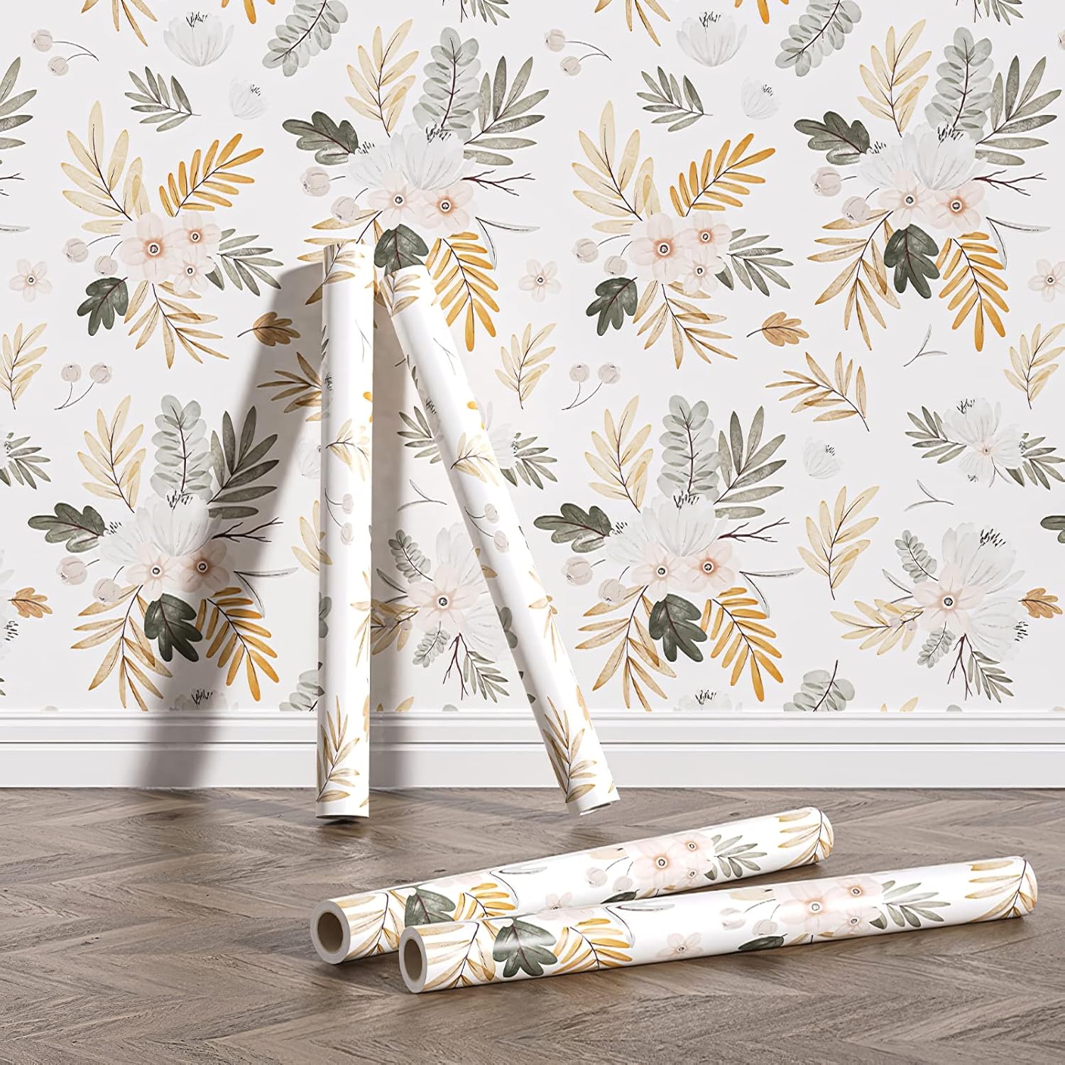 homeme Bohemian Style Floral Wallpaper Peel and Stick Contact Paper ...