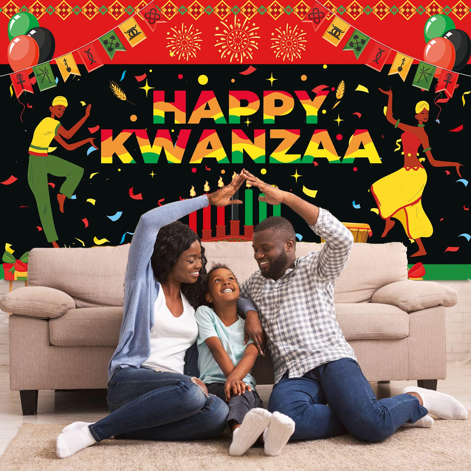 Snapklik.com : Happy Kwanzaa Backdrop 8x6FT Kwanzaa Party Decoration ...