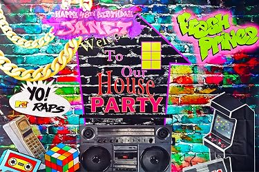 Amazon.com : Mocsicka 90s House Party Backdrop Hip Hop 80's 90's Theme ...