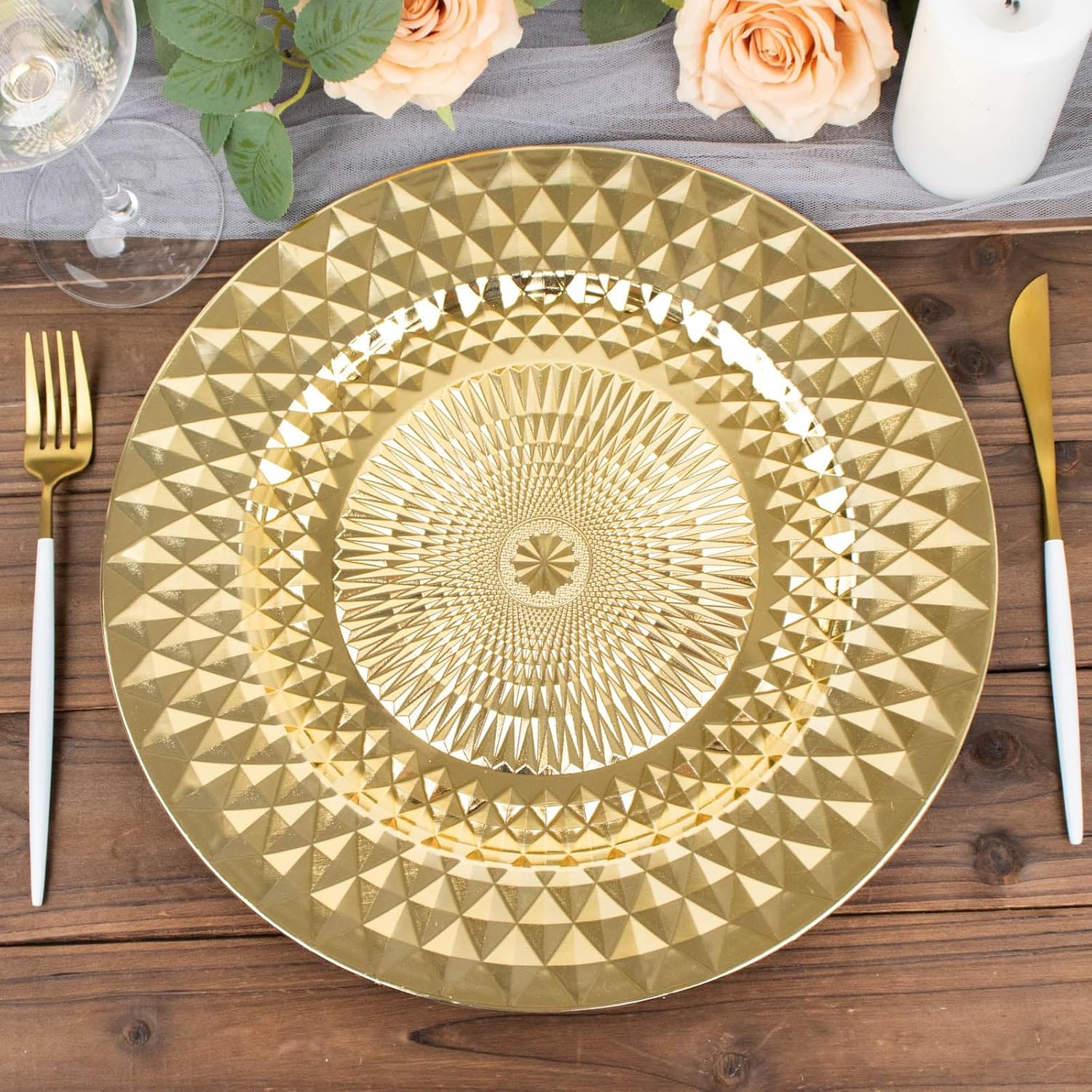 Amazon.com | Efavormart 6 Pack | 13" Sparkling Gold Diamond Disposable ...