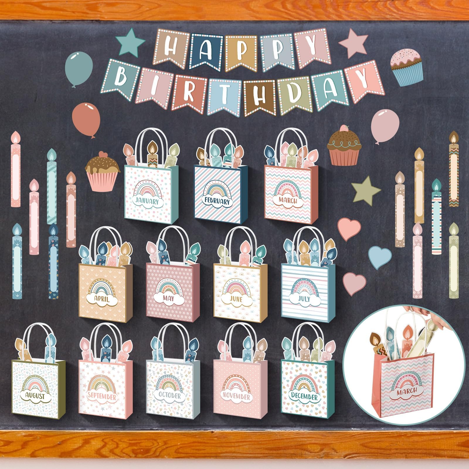 Amazon.com: Pasimy 73 Pcs Happy Birthday Decoration Set - 12 Pcs Months ...