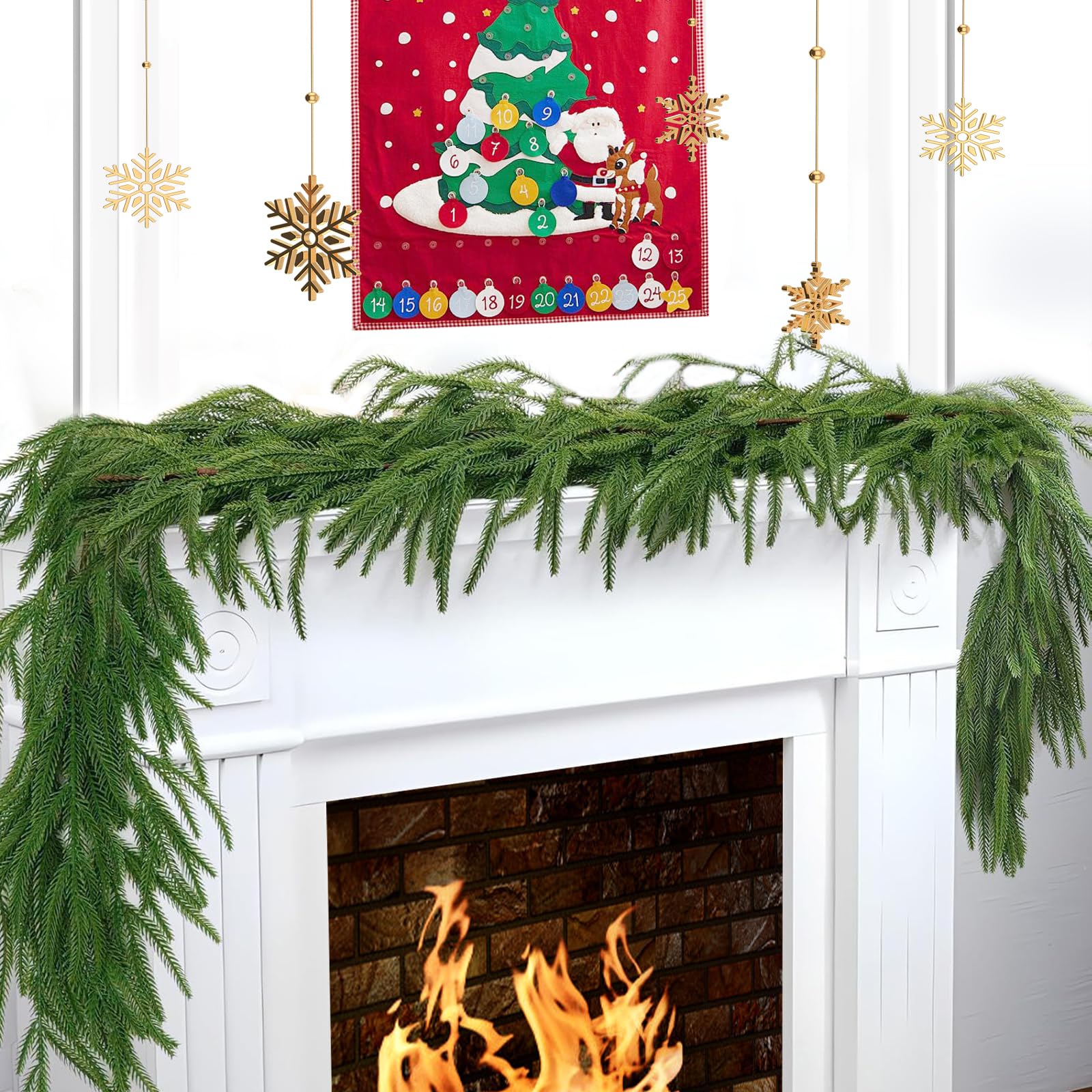 Amazon.com: 6FT Artificial Christmas Norfolk Pine Garlands,Real Touch ...
