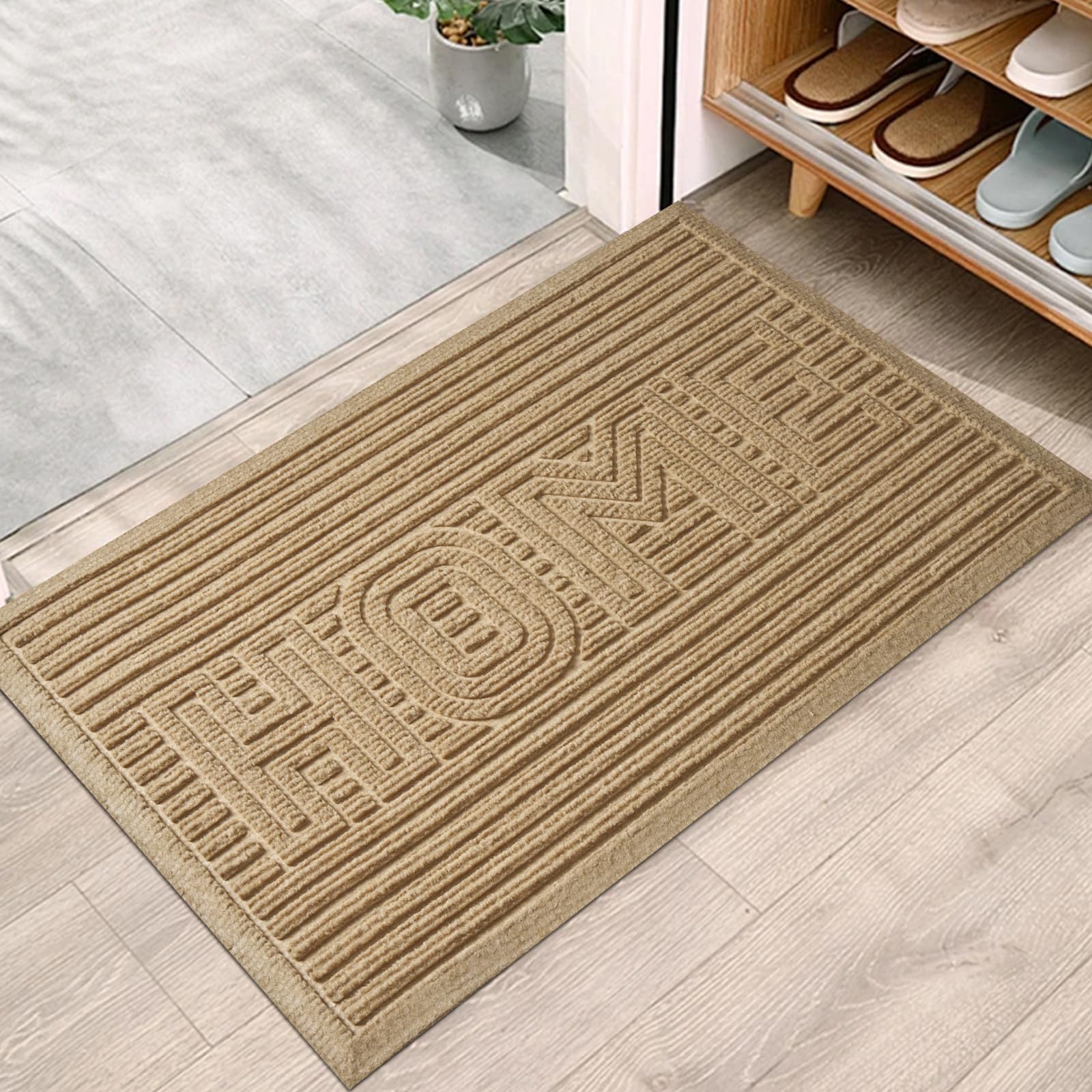 Amazon.com: HIYARD Sturdy Front Door Mat, Absorbent Resist Dirt Welcome ...