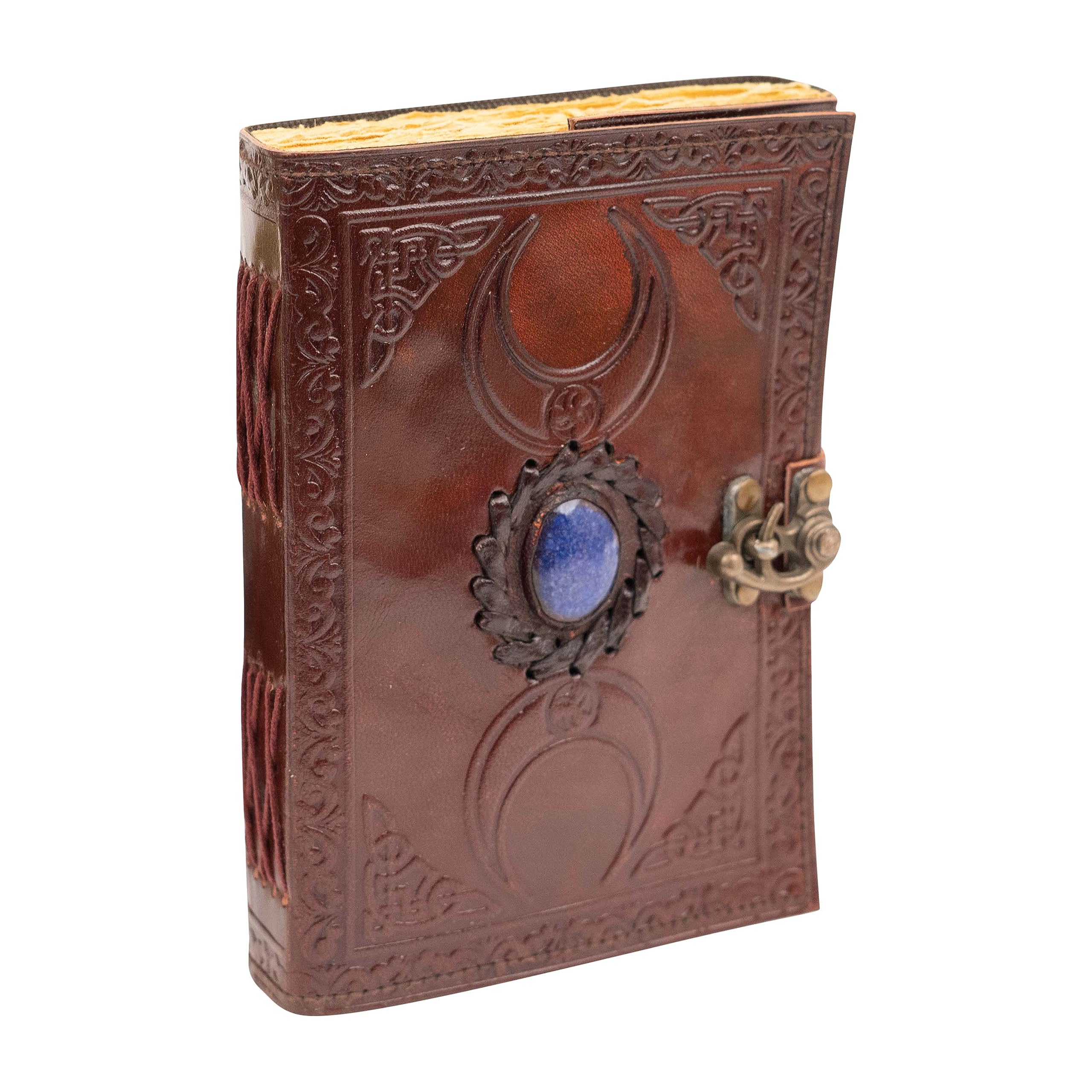 Amazon.com : Moon Blue Lapiz Gemstone Studded Writing Handmade Leather ...