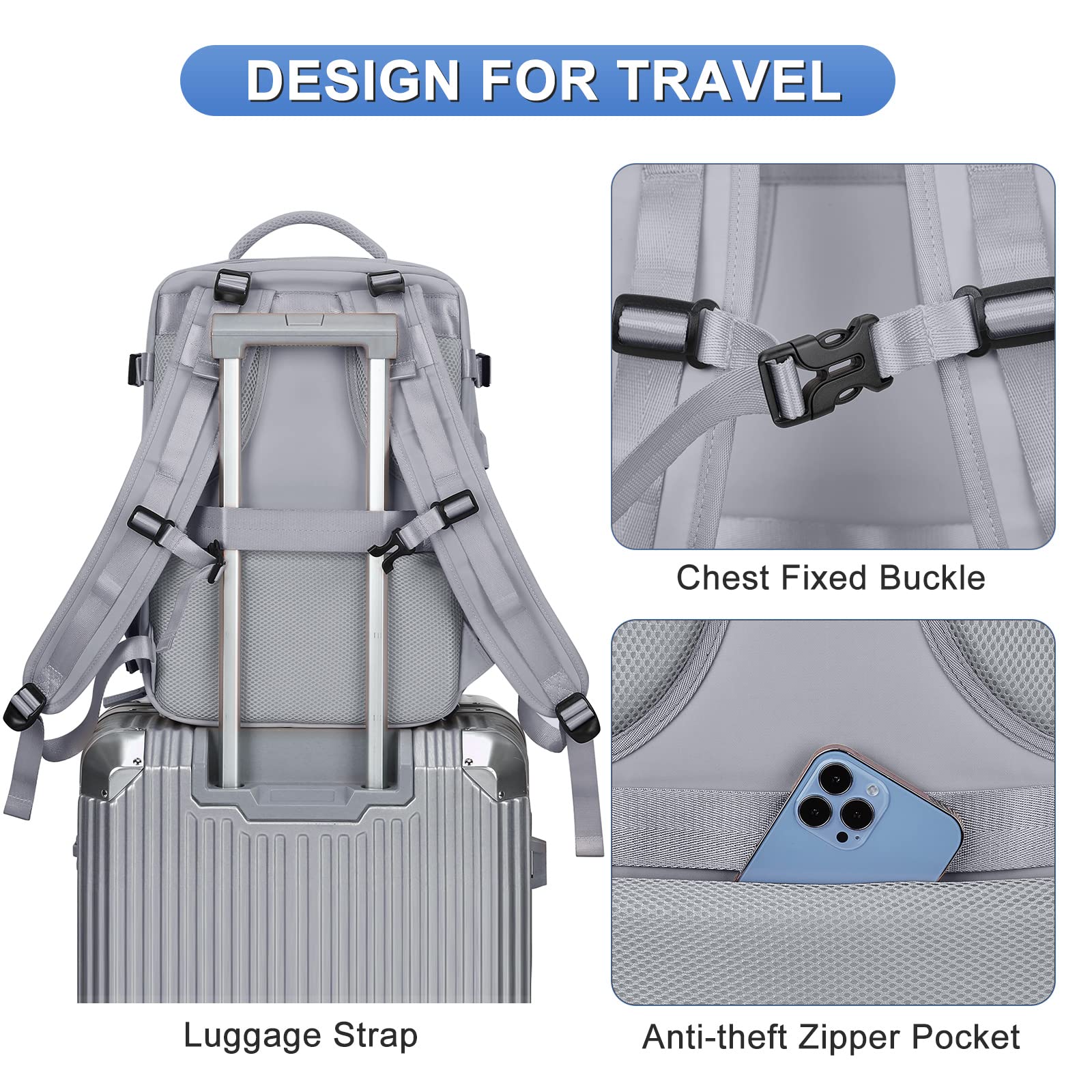 coofay Personal Item Travel Backpack For Women Men Airline Approved ...