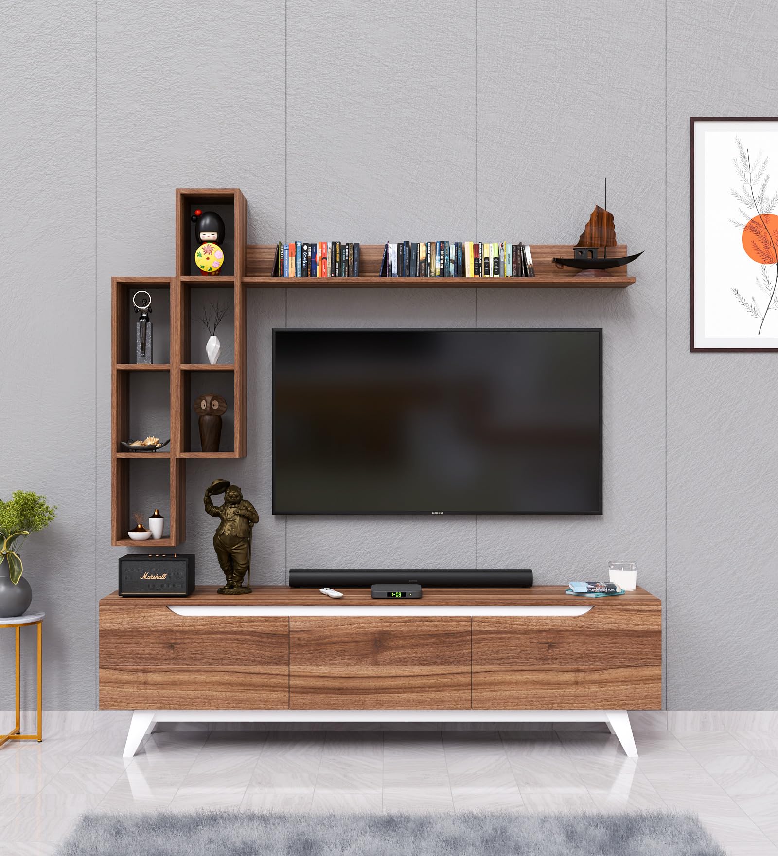Spyder Craft Matte Finish TV Entertainment Unit, Tv Stand with Wall ...