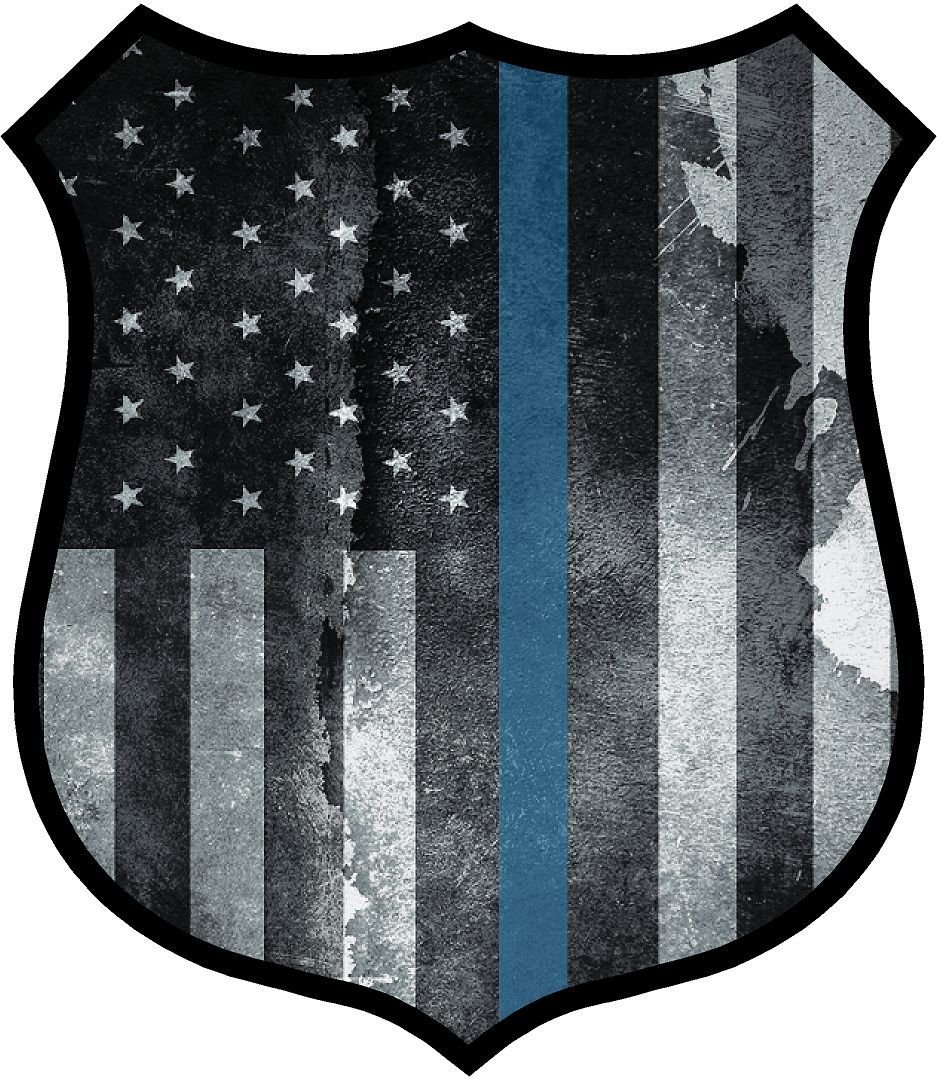Amazon.com: Vinyl Overlays 720 4" Police Shield Tattered Thin Blue Line ...