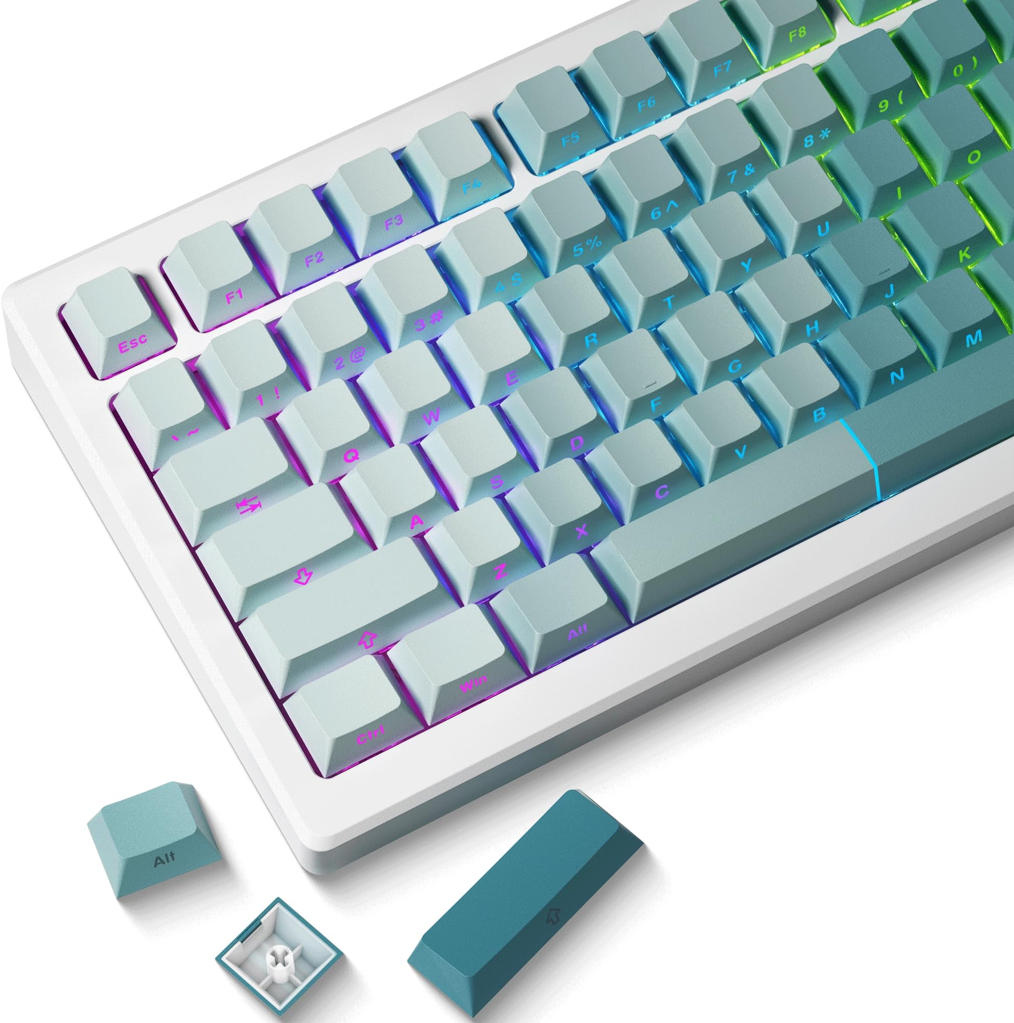 Amazon.com: XVX Shine Through Gradient Keycaps Green, Cherry Profile ...