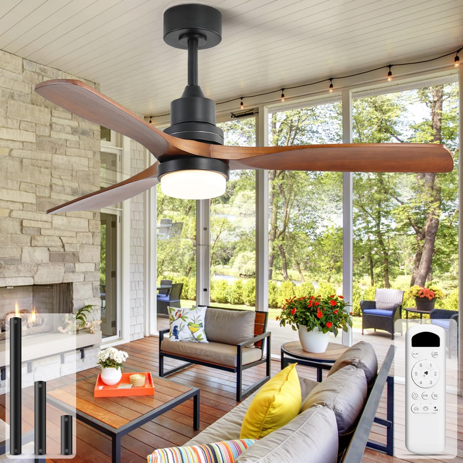 Amazon.com: Sofucor Low Profile Ceiling Fan With Lights Remote Control ...