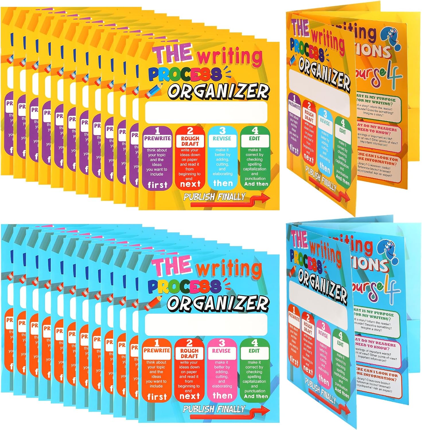 Amazon.com : Colarr 24 Pcs Writing Process Pocket Folders Writing ...