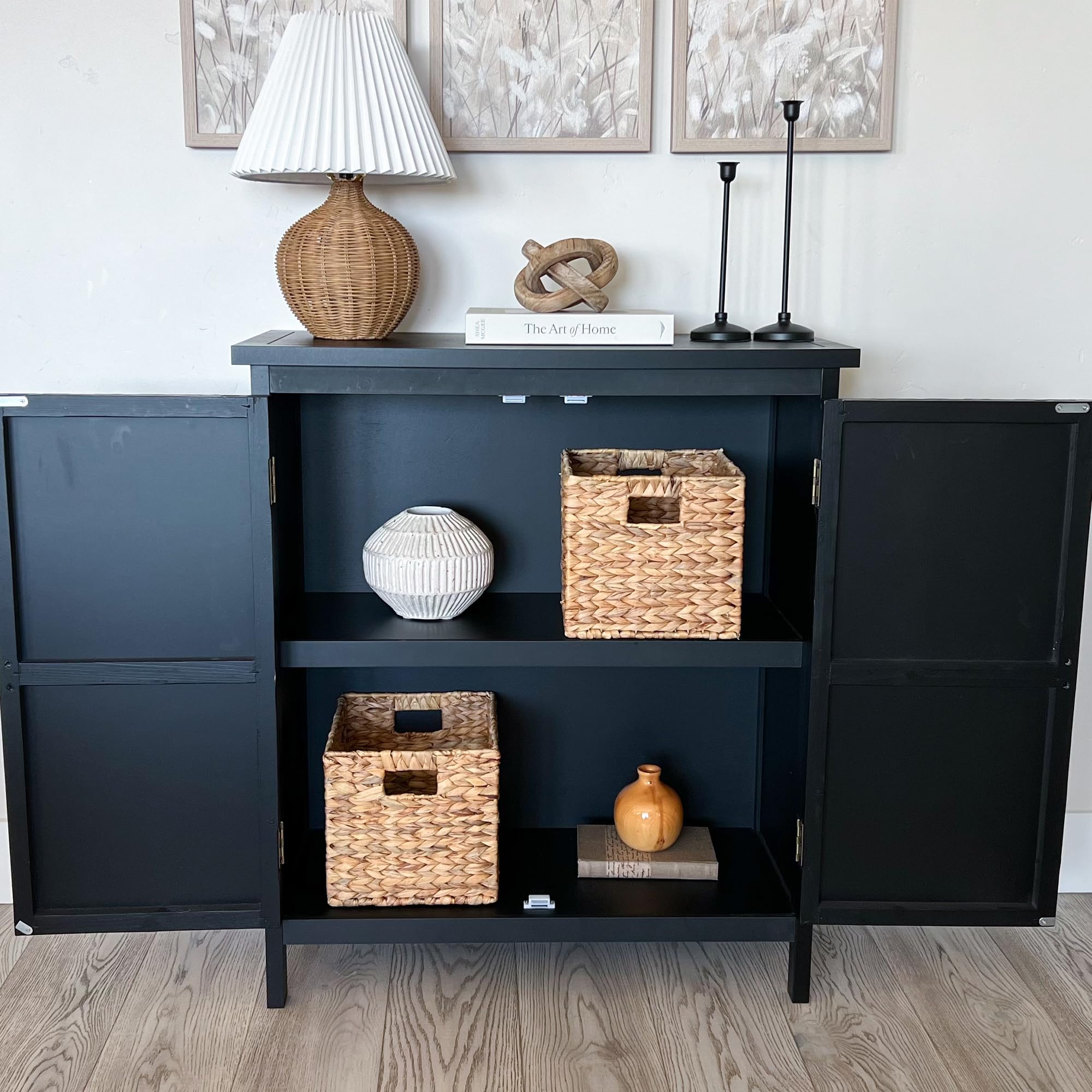 PHI VILLA Black Accent Cabinet - Accent Storage Cabinet Small Accent ...