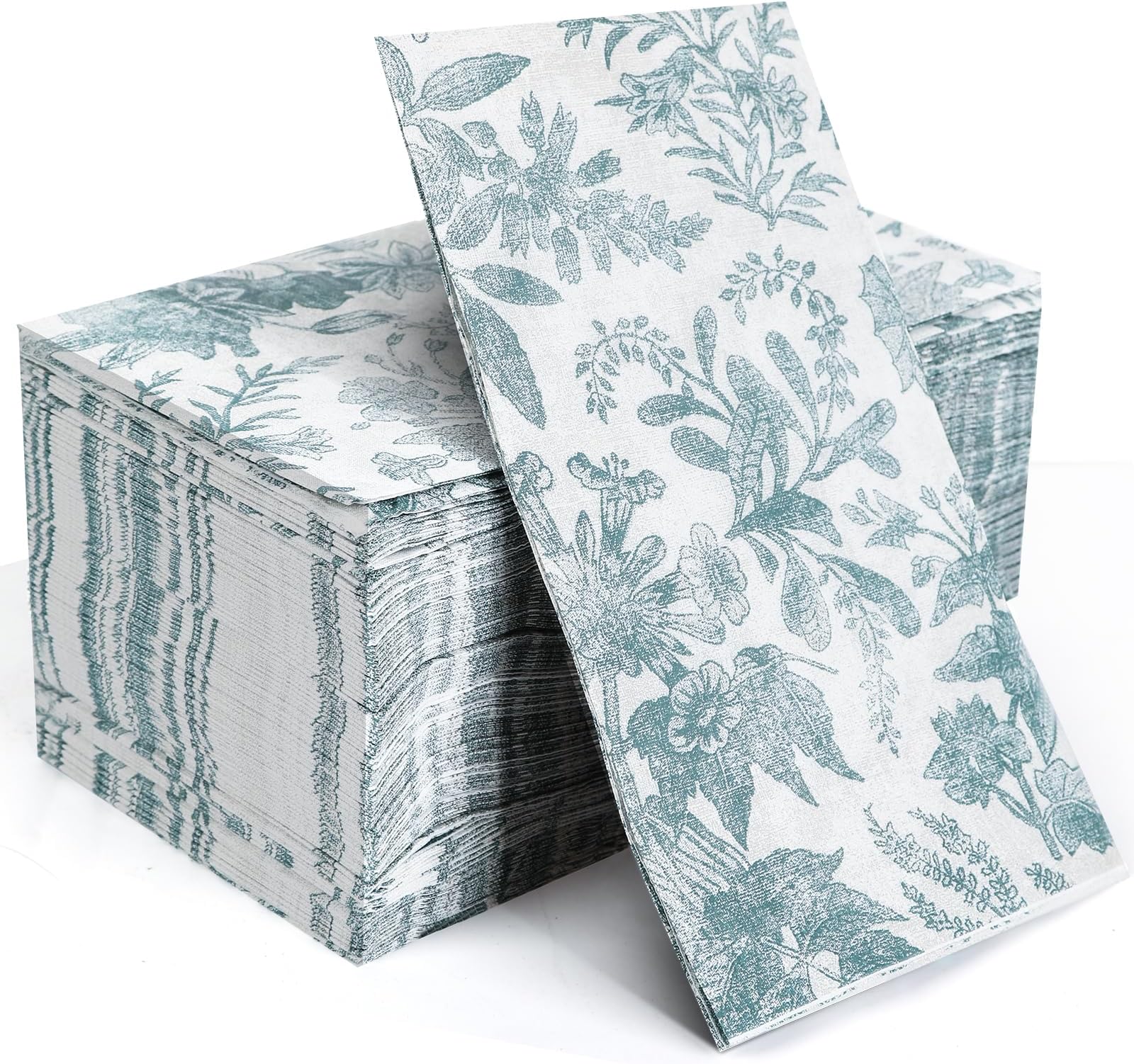 Amazon.com: 100 pack Floral Linen Feel Disposable Bathroom Napkins ...