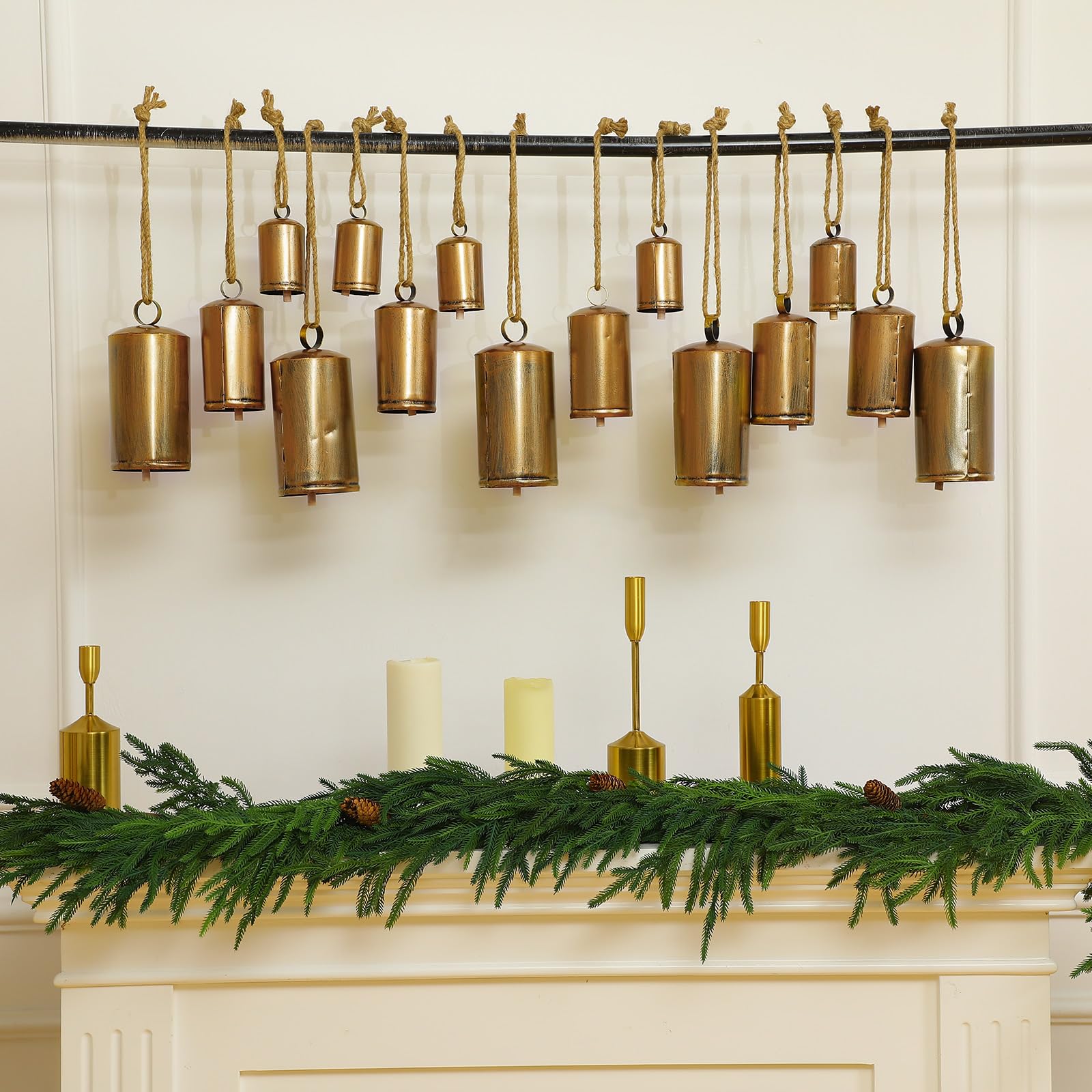 Zonon Set of 15 Harmony Cow Bells Jumbo Rustic Handmade Bells on Jute ...