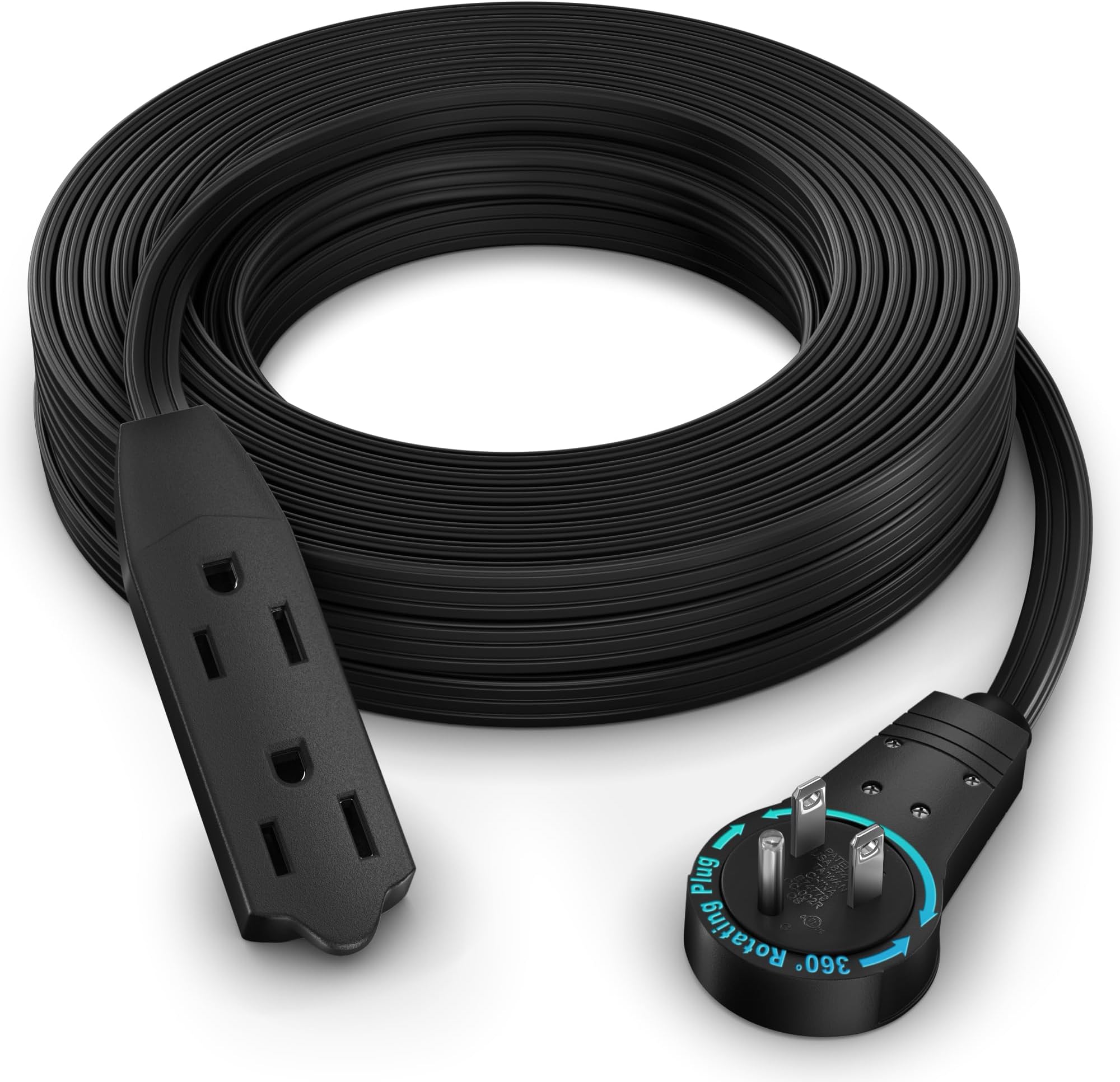 Amazon.com: Maximm Cable 30 Ft 360° Rotating Flat Plug Extension Cord ...