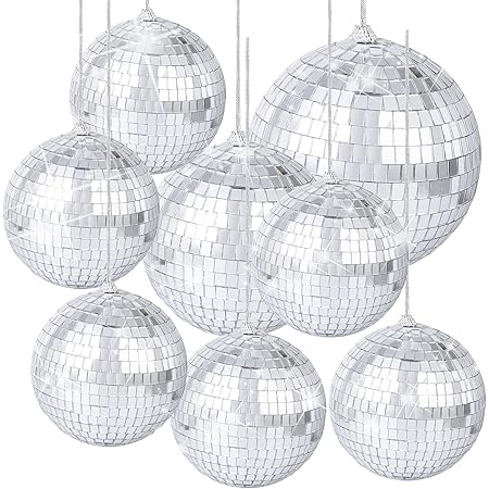 Mirror Disco Ball, 8 inch Stage Mirror Balls Silver Reflective Party ...