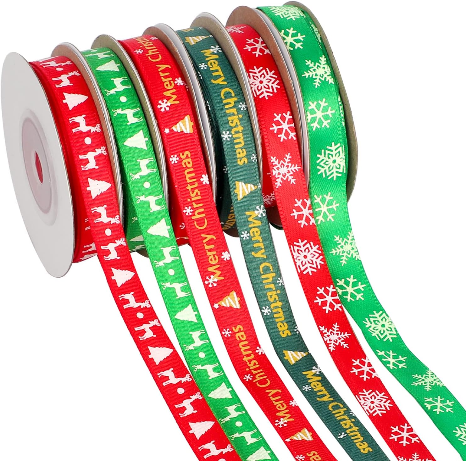 6 * 10 Yards Snowflake Christmas Ribbon for Gifts Package Wrapping ...