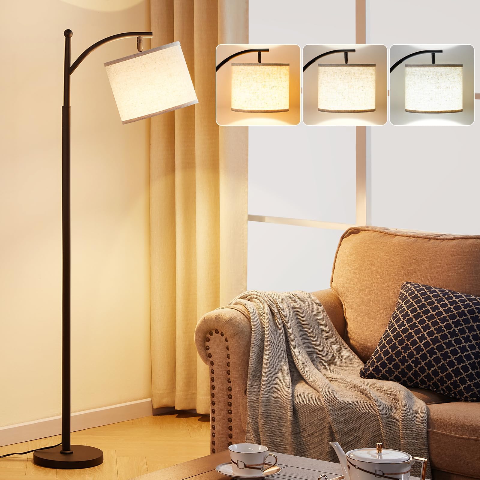 Stehlampen LED Wohnzimmer, Moderne Stehlampe mit 3 Farbtemperaturen ...